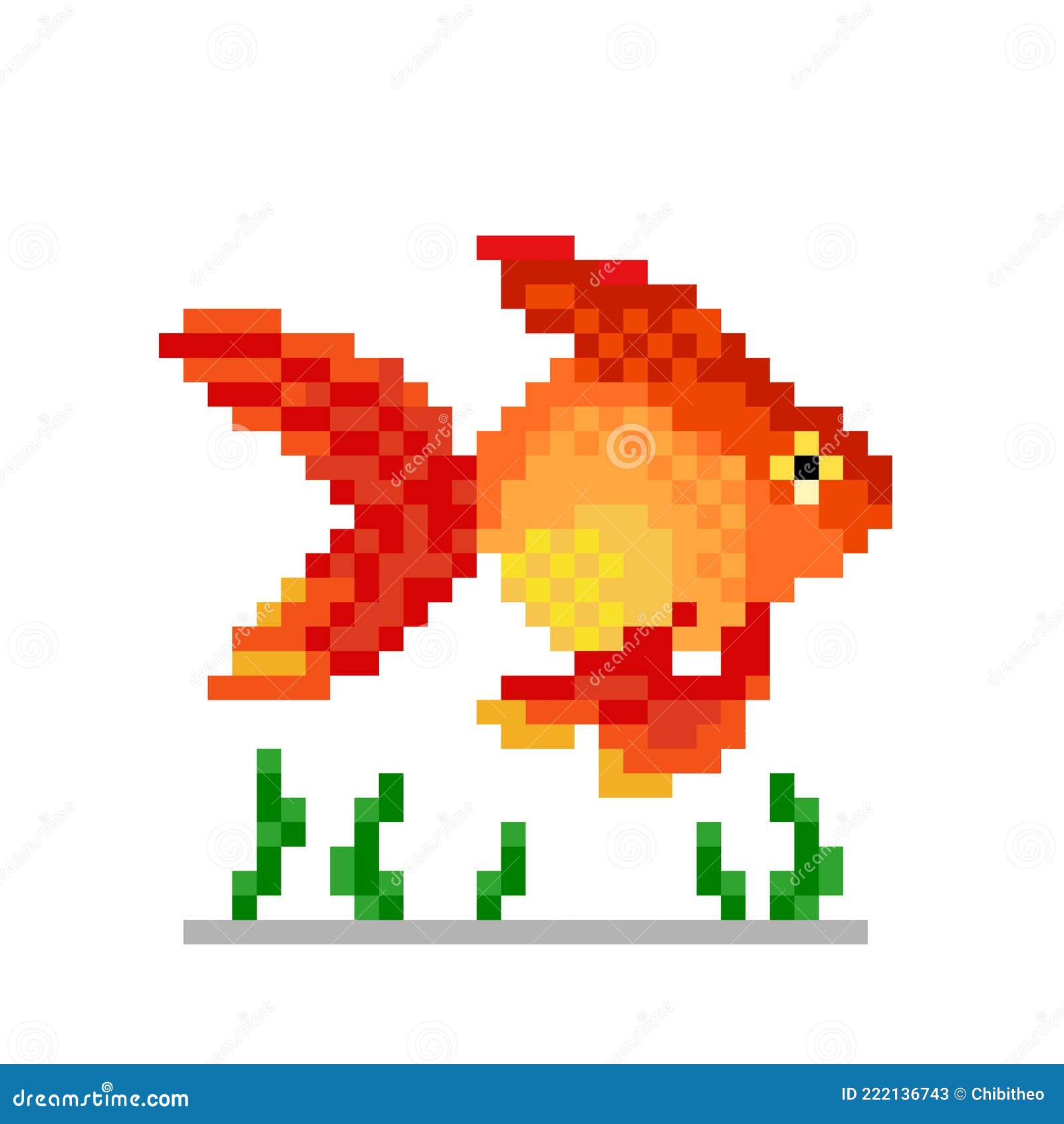 Pixel Goldfish Image 8 Bit Cross Stitch Pattern Stock Vector - Illustration of gaming, cute ...
