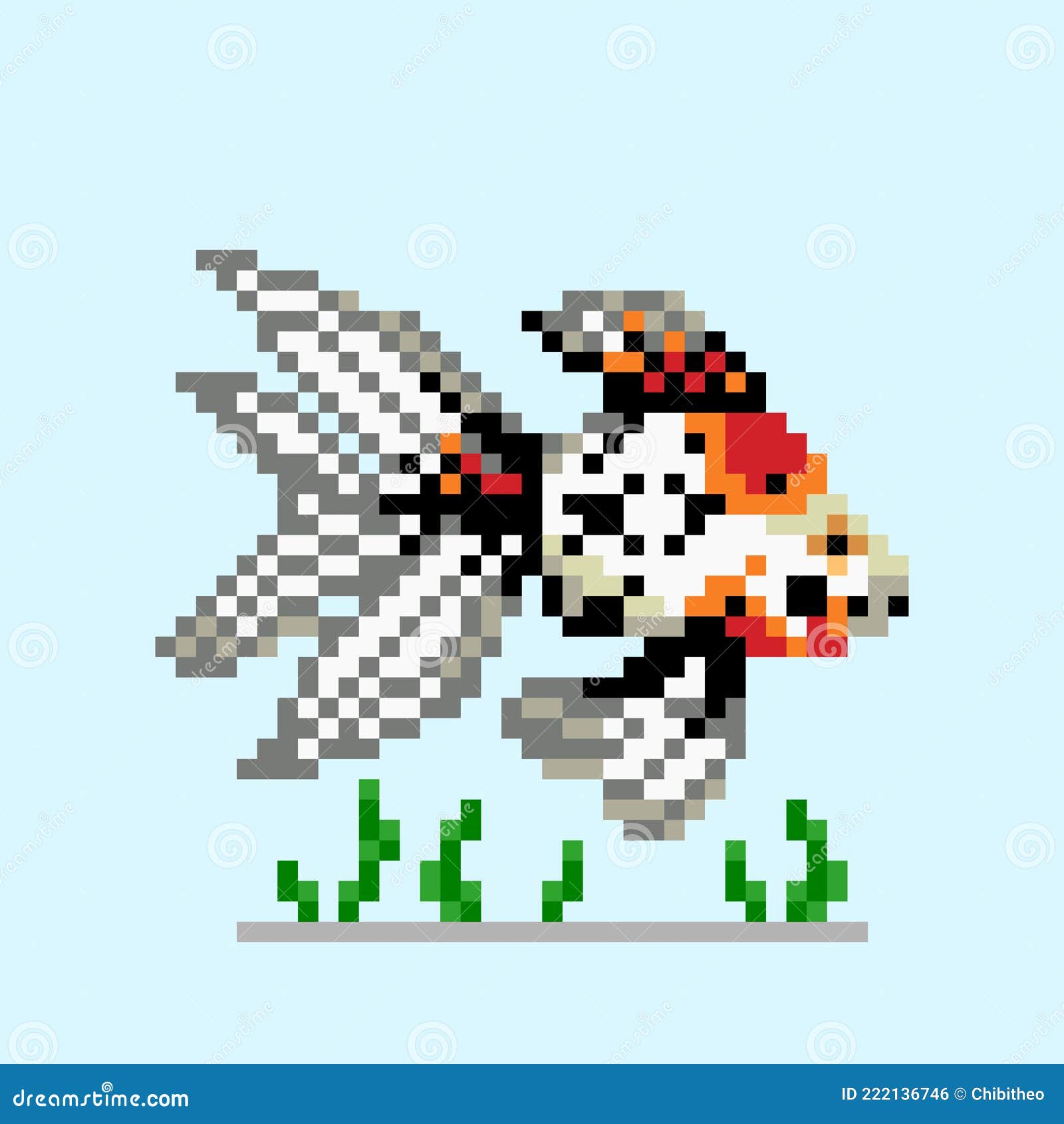 Pixel Goldfish Image 8 Bit Cross Stitch Pattern Stock Vector ...