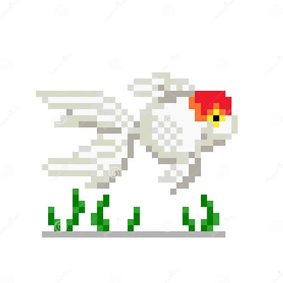 Pixel Goldfish Image 8 Bit Cross Stitch Pattern Stock Vector ...