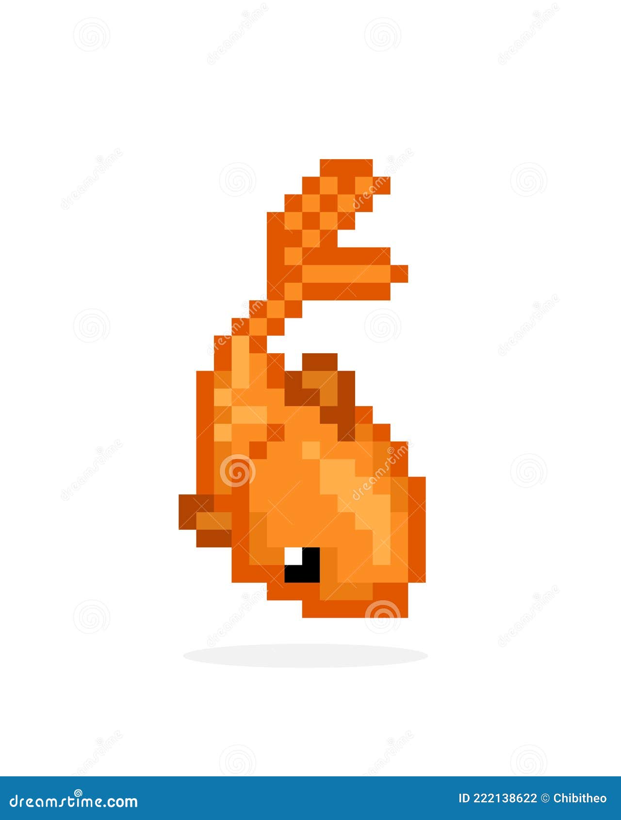 Goldfish, Pixel Art Symbol Isolated On White Background. Pet Animal ...