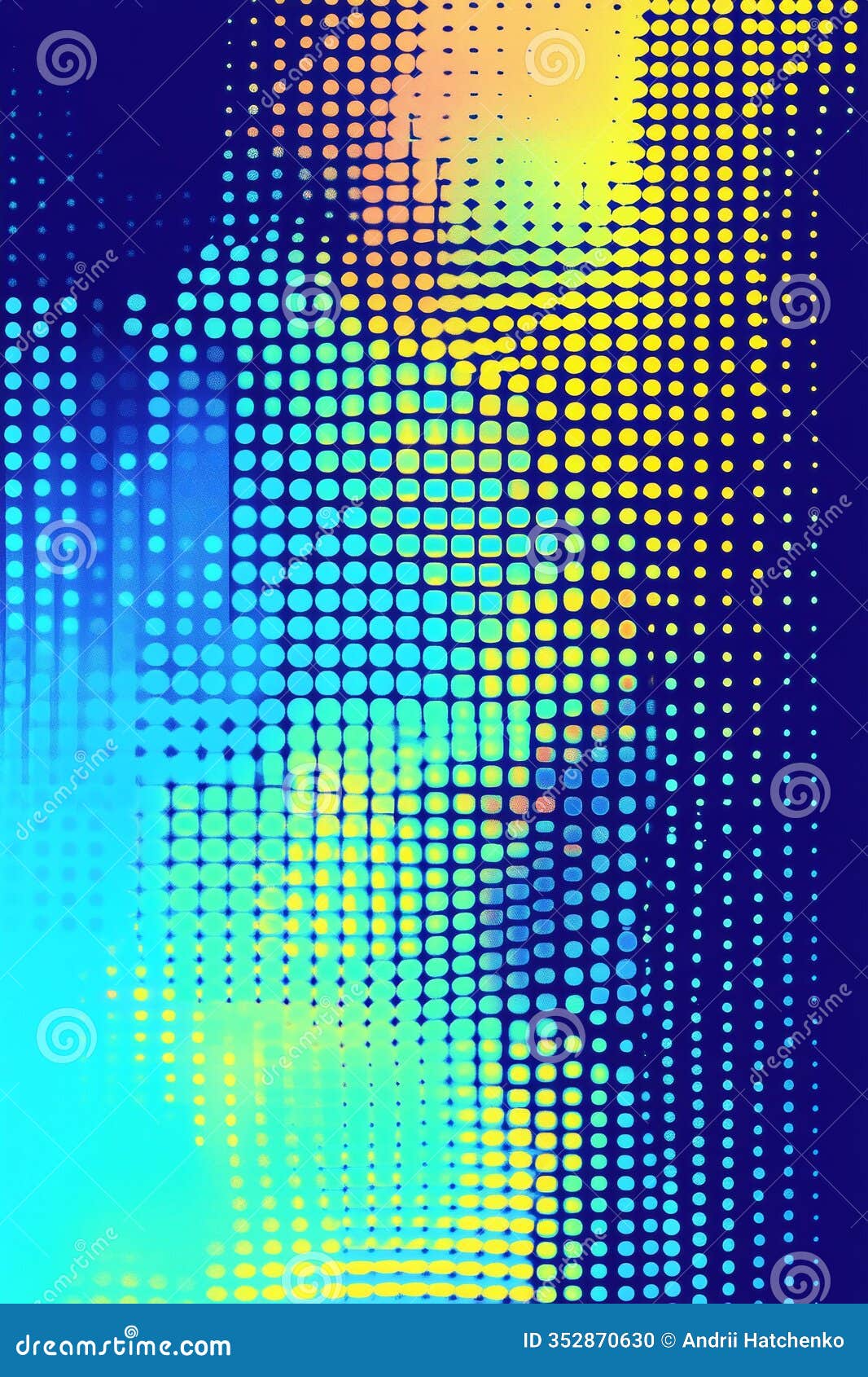Pixel Gradient with Bold Cyan Blending into Neon Yellow. Stock ...