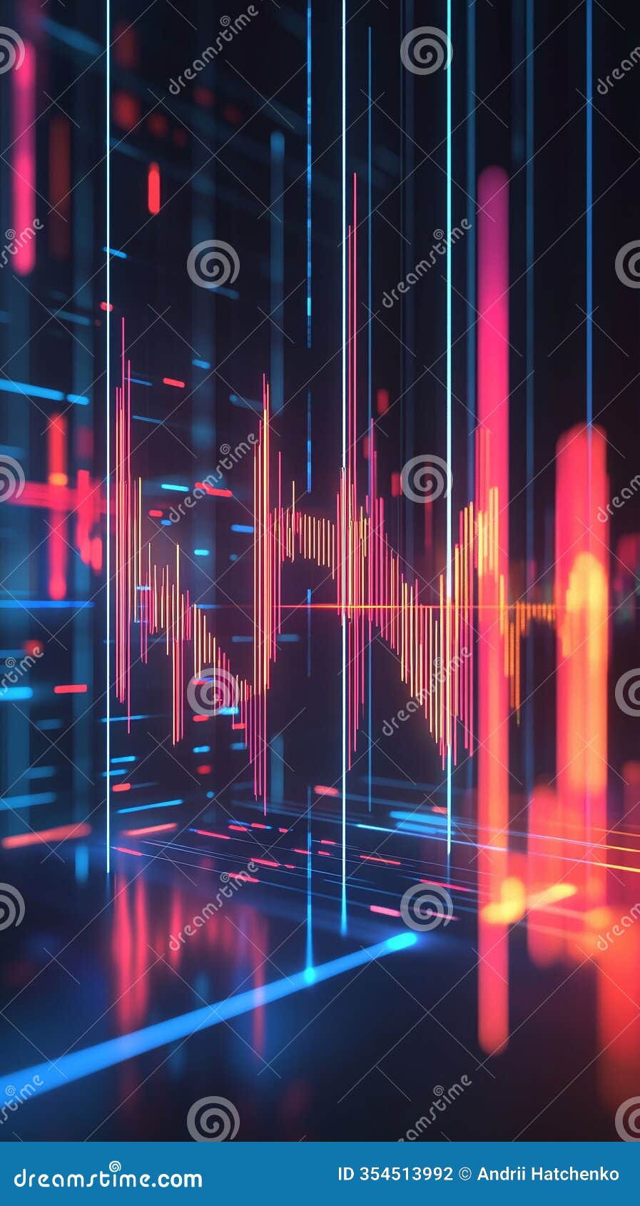 Pixel Graph of Cryptocurrency Value Changes with Bold Glowing Neon ...