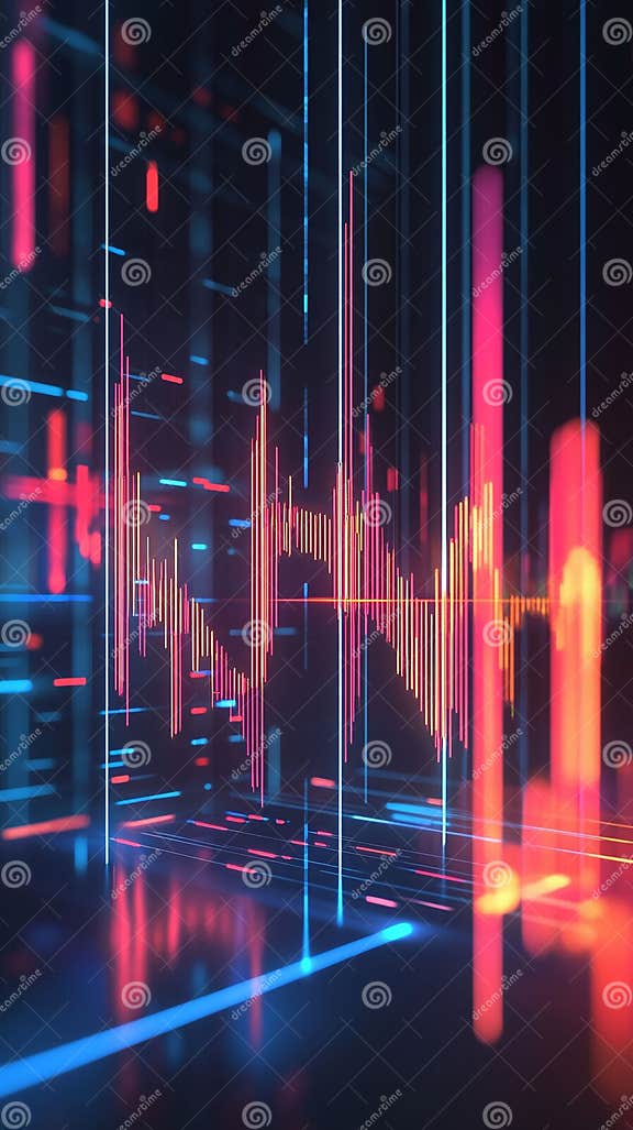 Pixel Graph of Cryptocurrency Value Changes with Bold Glowing Neon ...