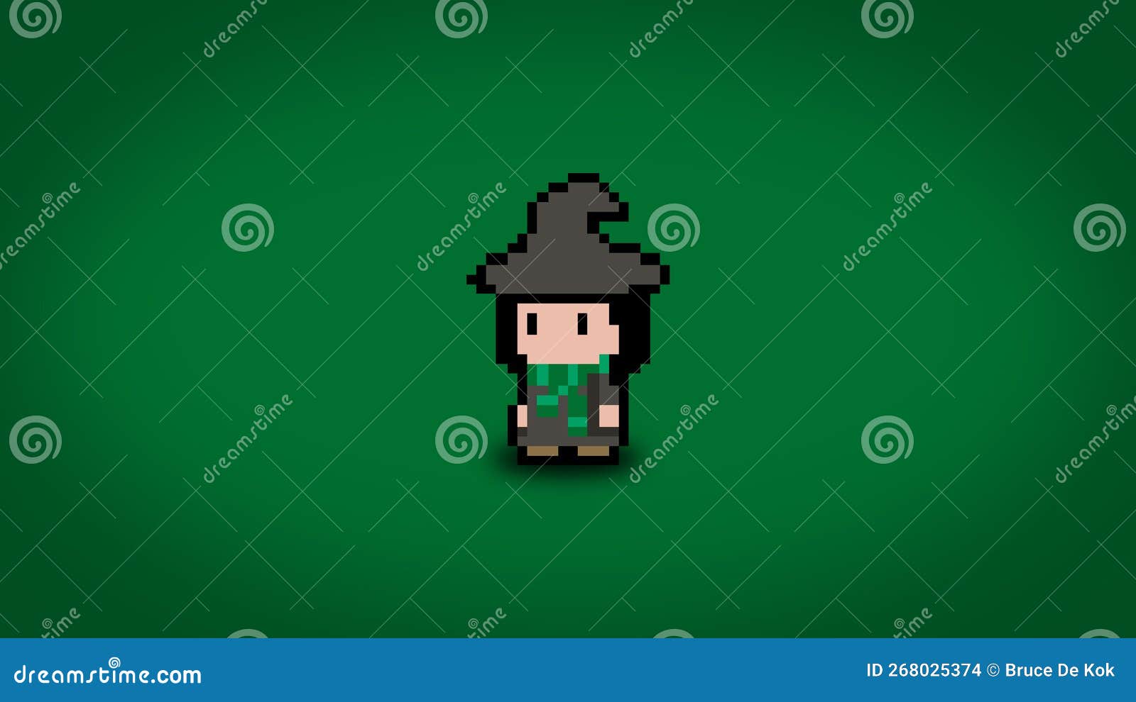 Pixel Green House Wizard Wallpaper - High Res 8 Bit Background Stock ...