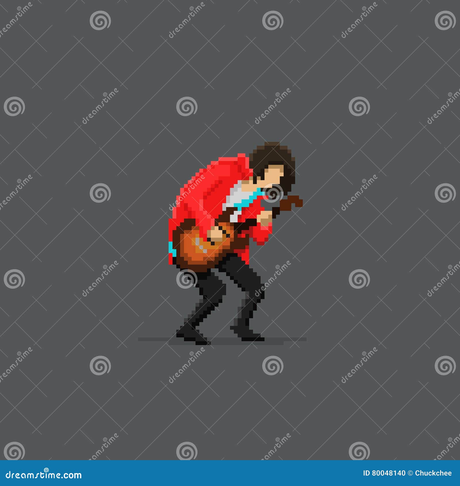 Pixel Guitar Player stock vector. Illustration of rocker - 80048140