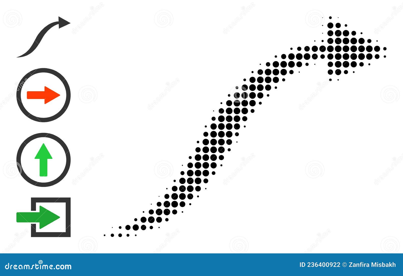 Pixel Halftone Curve Arrow Icon and Source Icons Stock Illustration ...