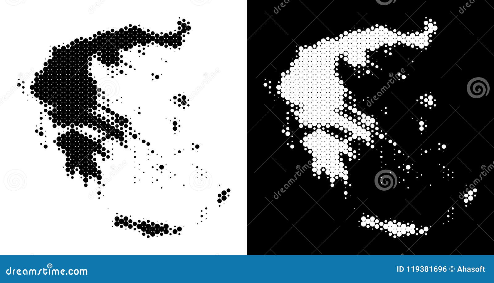Dotted Halftone Greece Map stock vector. Illustration of national ...