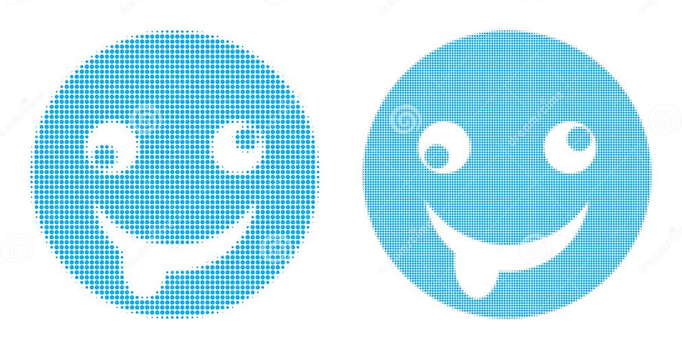 Pixel Halftone Idiot Smiley Icon Stock Vector - Illustration of nervous ...