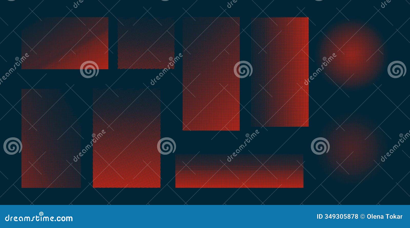 Pixel Halftone Texture from Circles Mosaic Set, Vector Grunge Texture ...