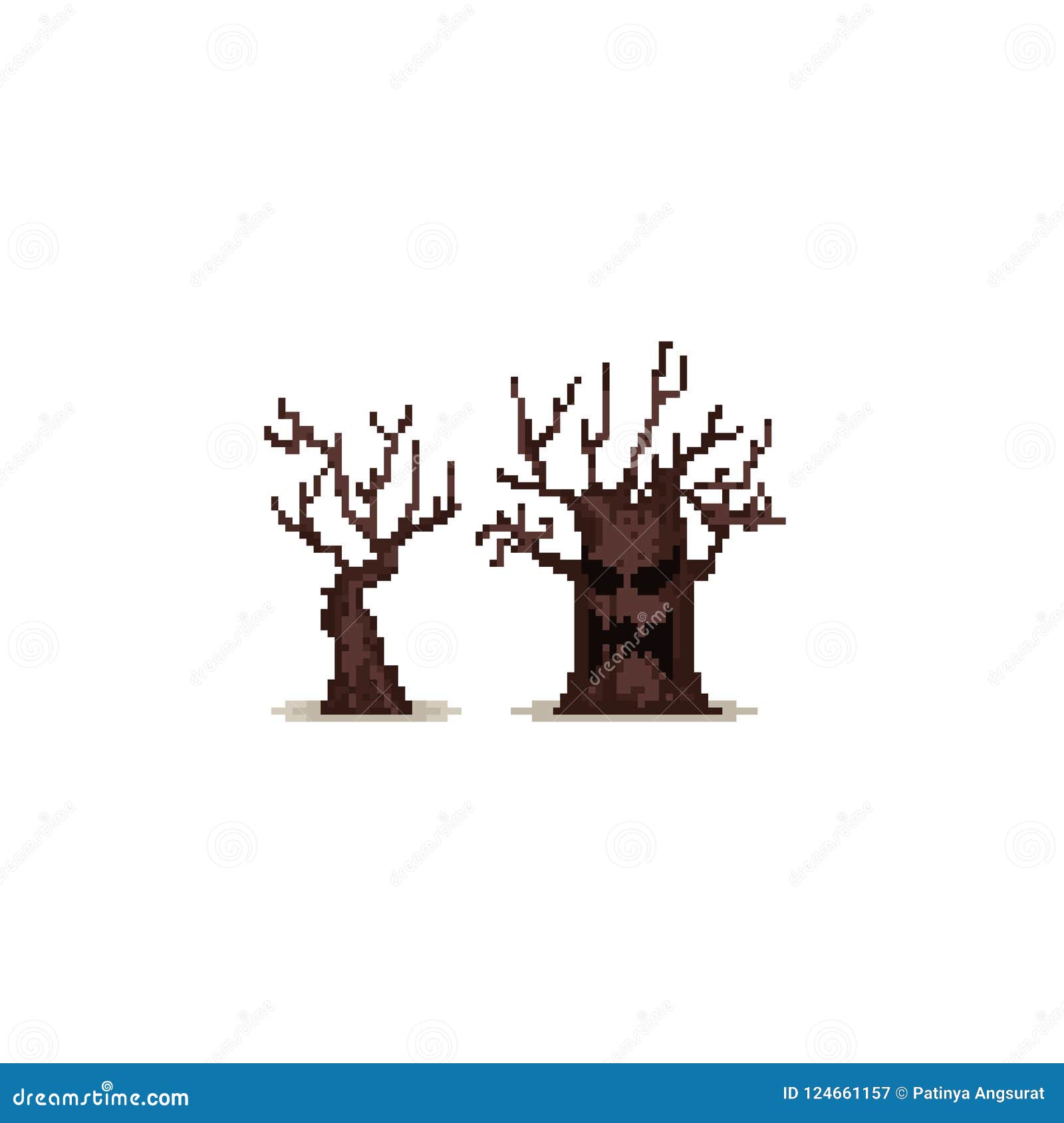 Pixel Halloween Trees.8bit. Stock Illustration - Illustration of tree ...