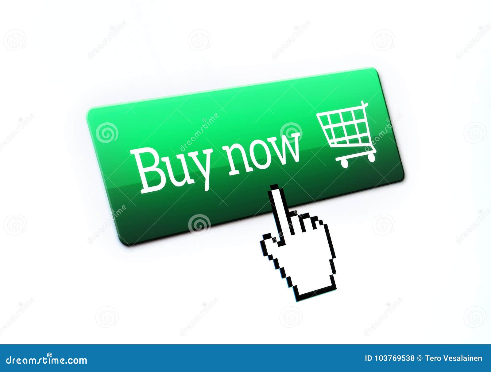 Pixel Hand Cursor Point and Push a Buy Now Button. Stock Illustration ...