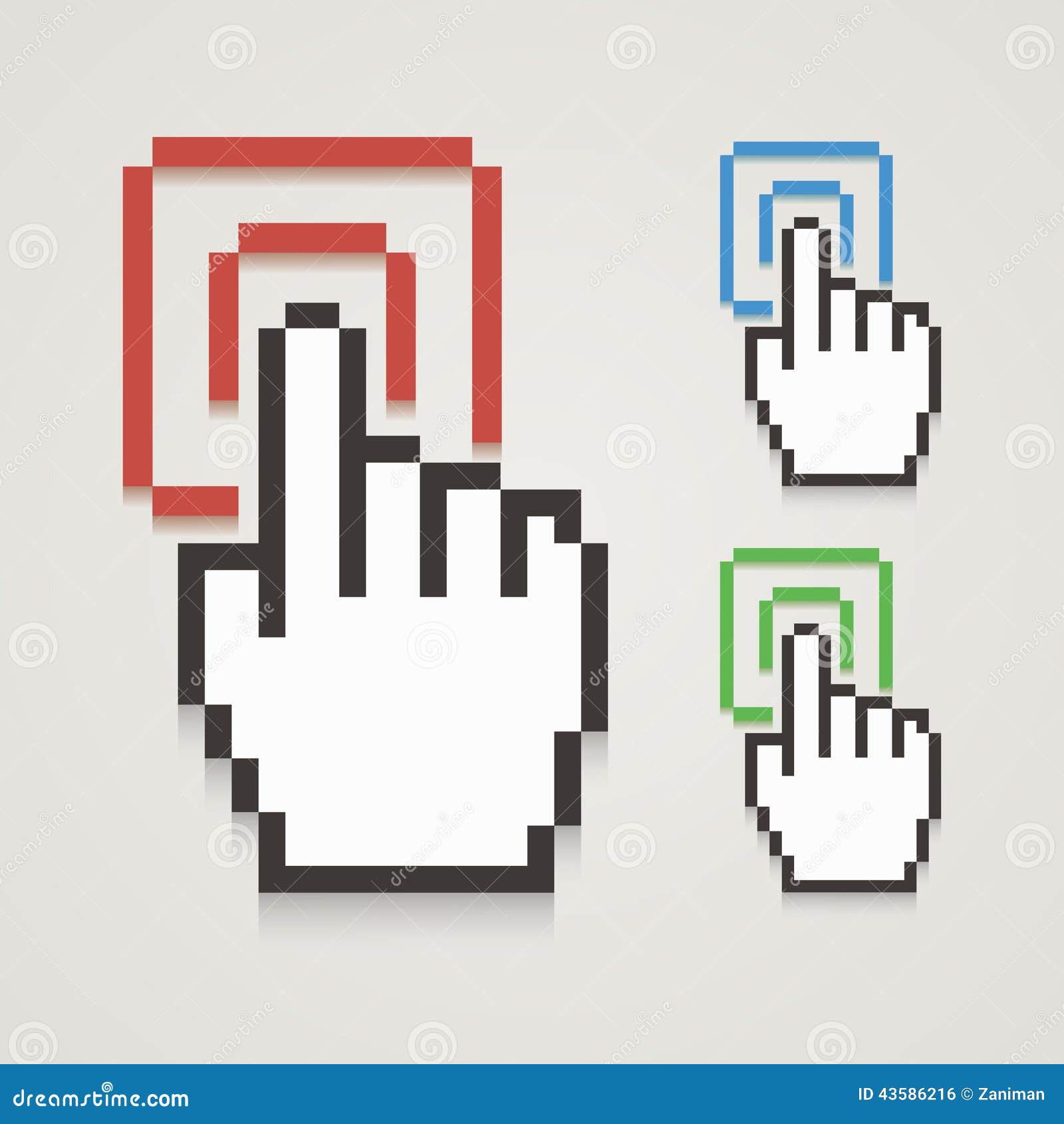 Pixel Hand Cursor with Touching. Stock Vector - Illustration of click ...