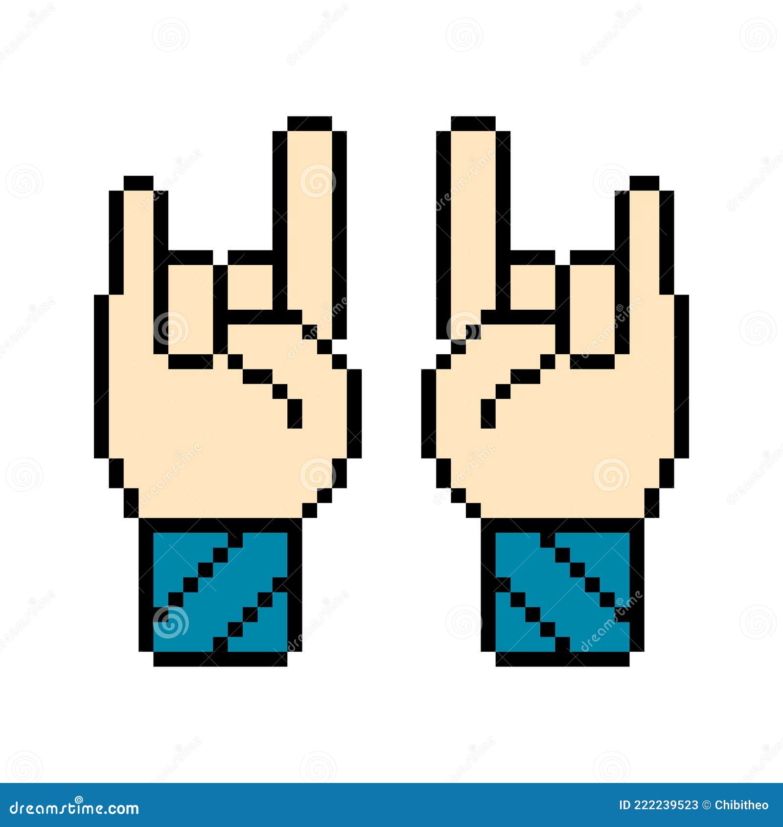 Pixel Hand of Rock & Roll Image. Vector Illustration of Pixel Art Stock ...