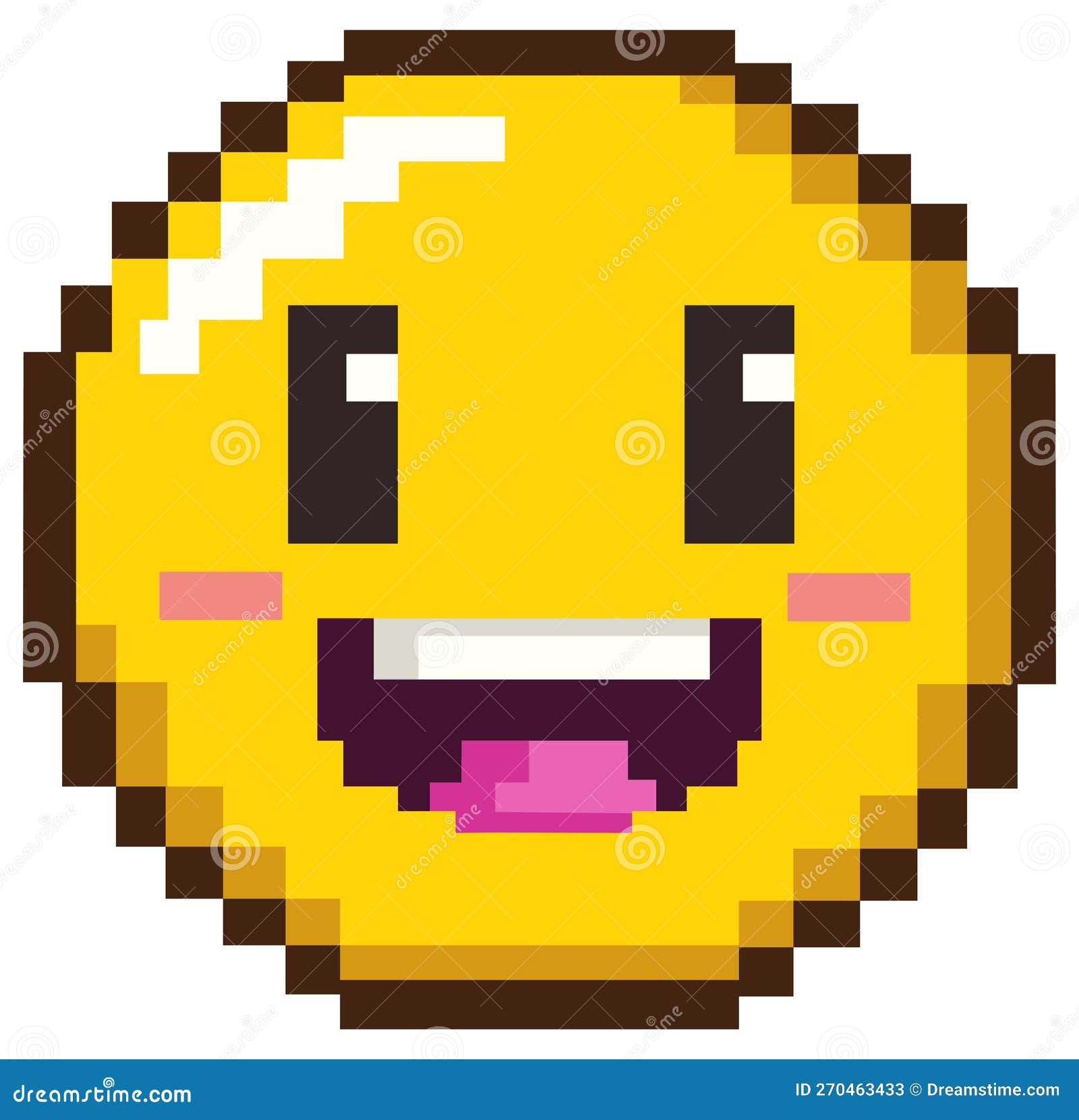 Pixel Happy Emoticon stock vector. Illustration of pixilated - 270463433