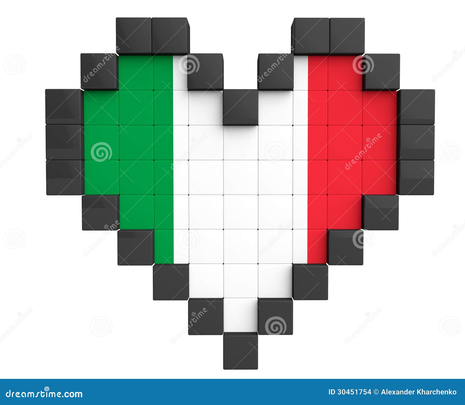 Pixel Heart as Italy Flag stock illustration. Illustration of europe ...