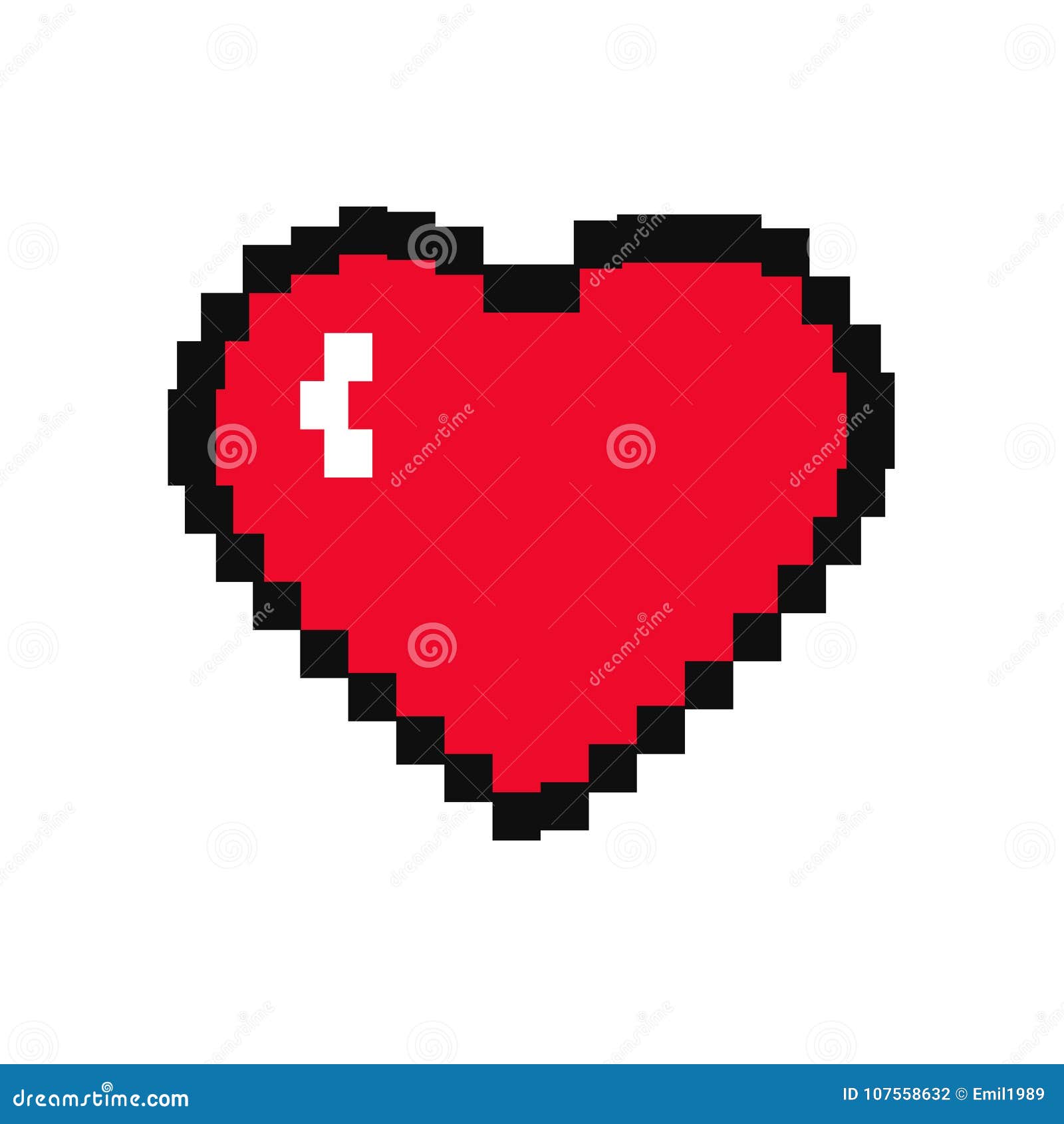 Pixel heart icon stock illustration. Illustration of isolated - 107558632