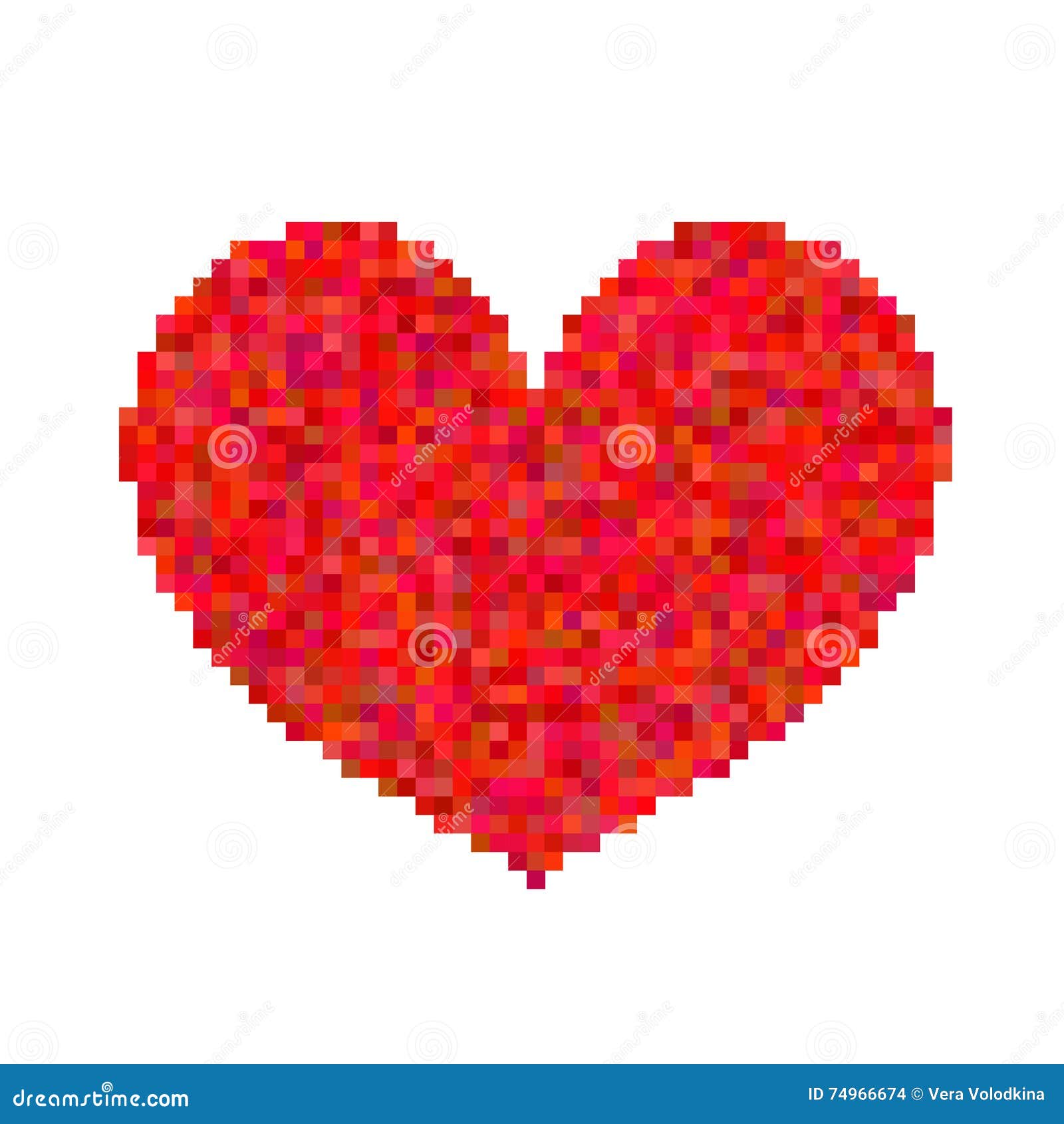Pixel Heart Isolated on White Background. Stock Vector - Illustration ...