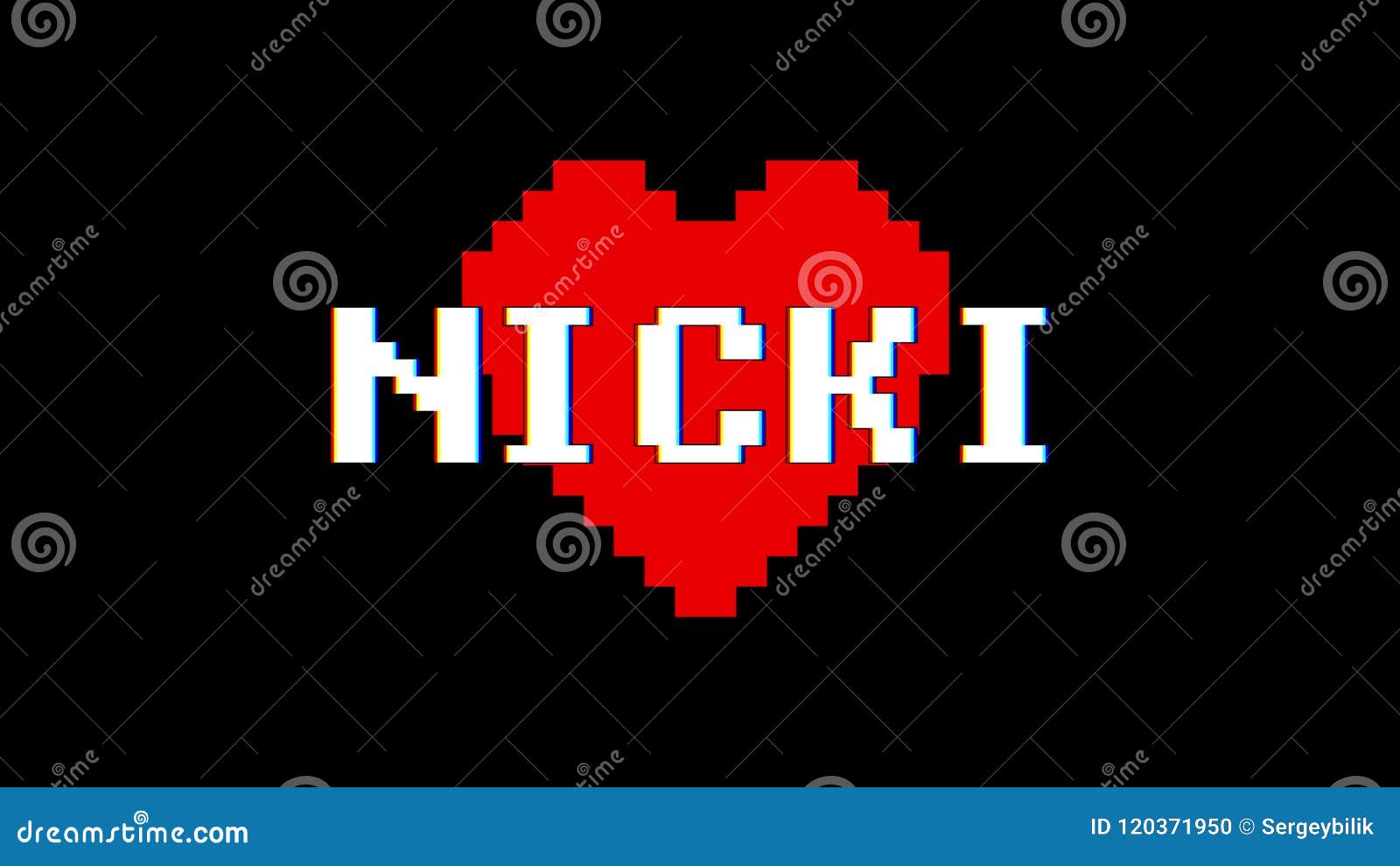 Pixel Heart NICKI Word Text Glitch Interference Screen Seamless Loop ...