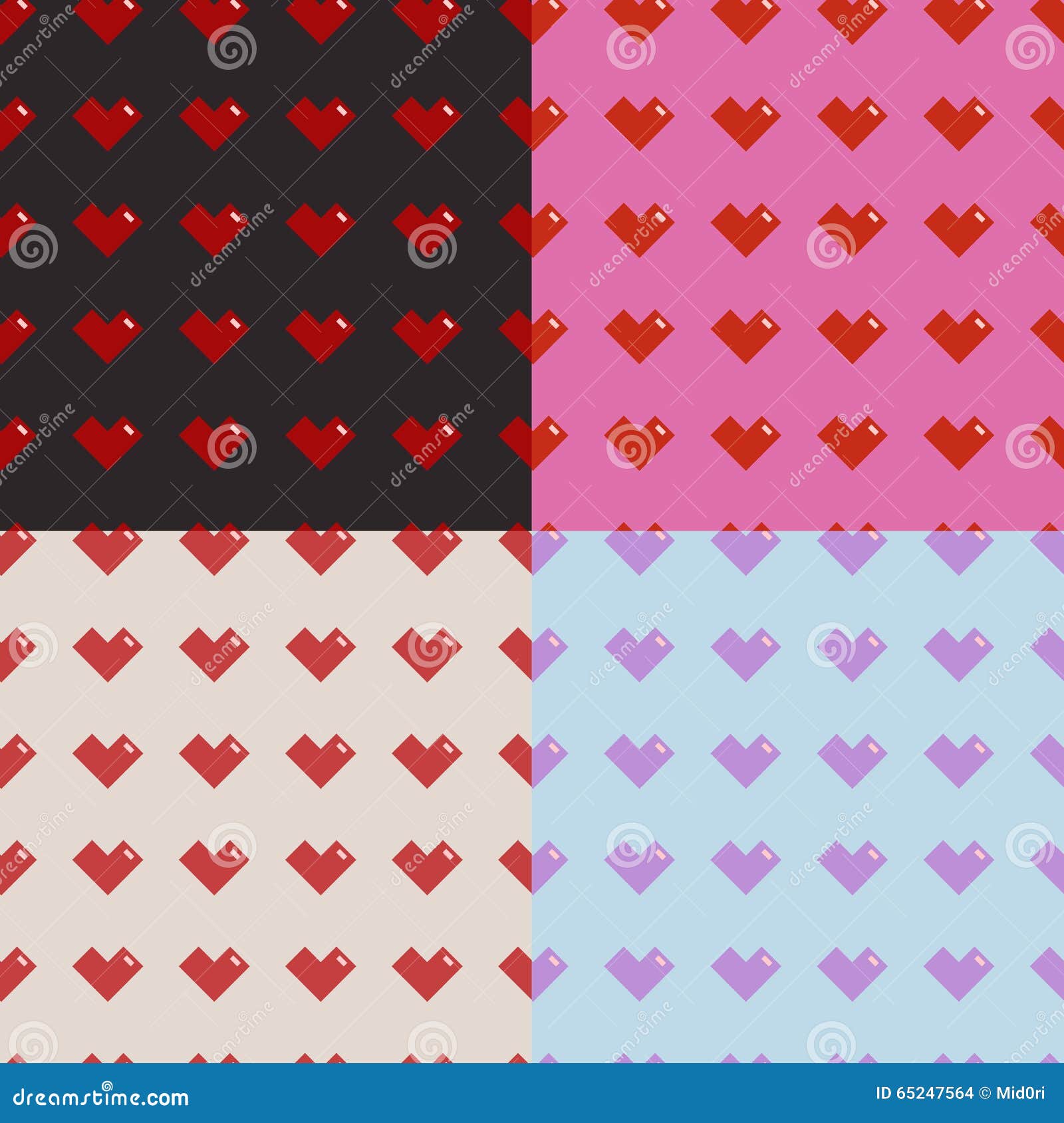 Pixel Heart Seamless Pattern Stock Vector - Illustration of graphic ...