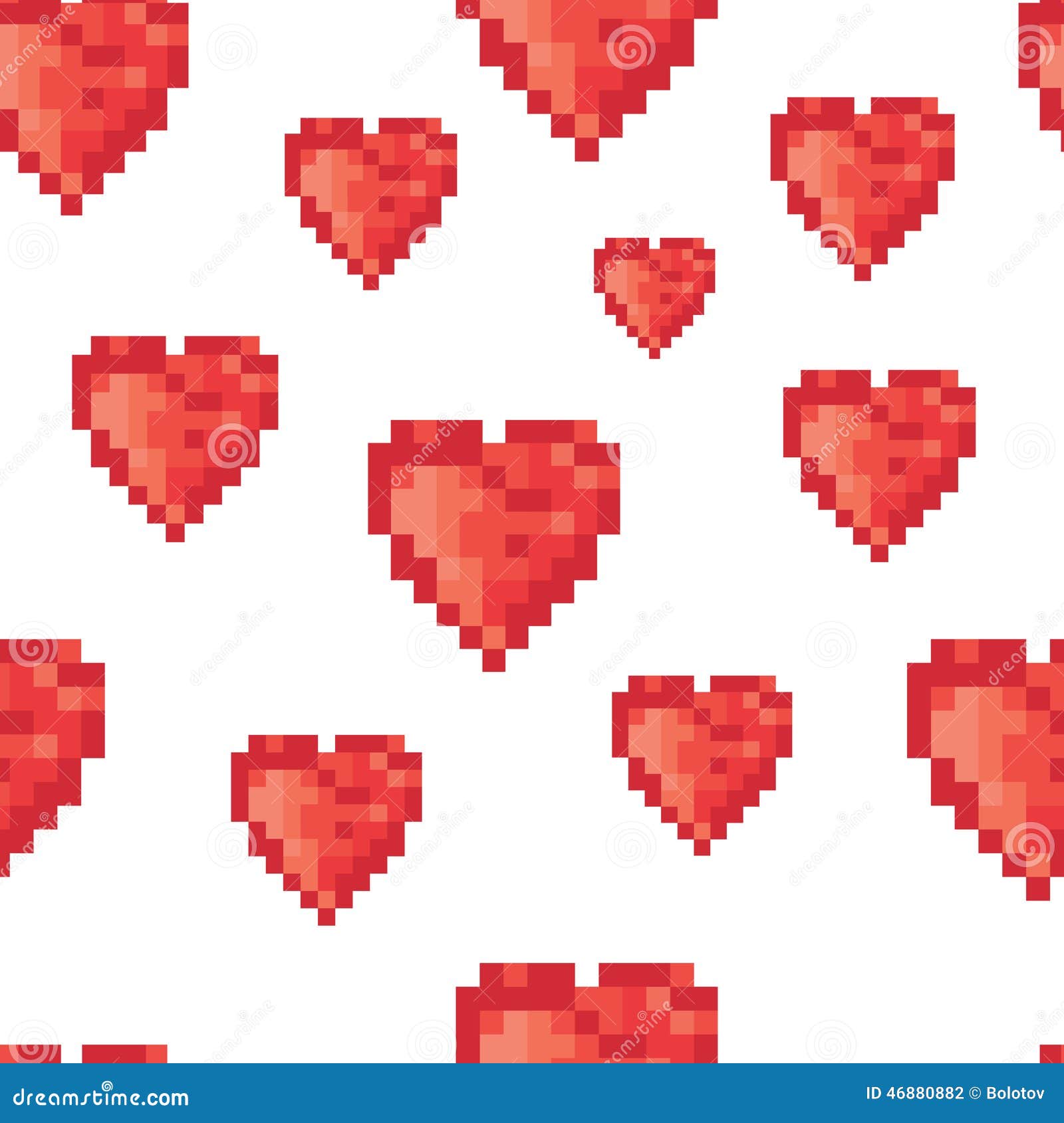 Pixel Heart Seamless Pattern. Vector Stock Illustration - Illustration ...
