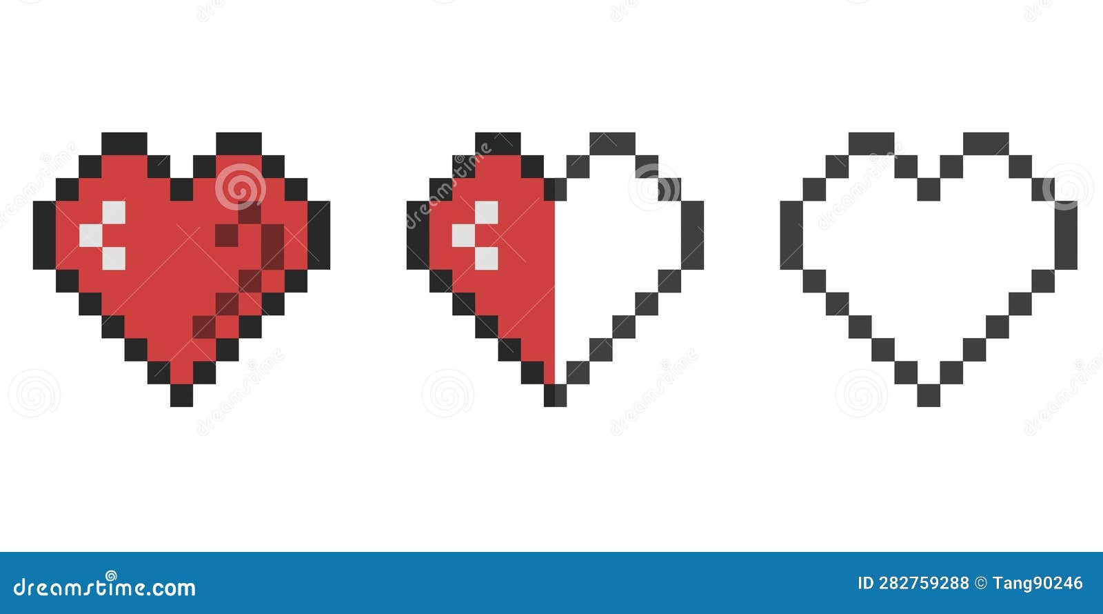 Pixel Heart Shape Isolated on Cloud Background Stock Illustration ...