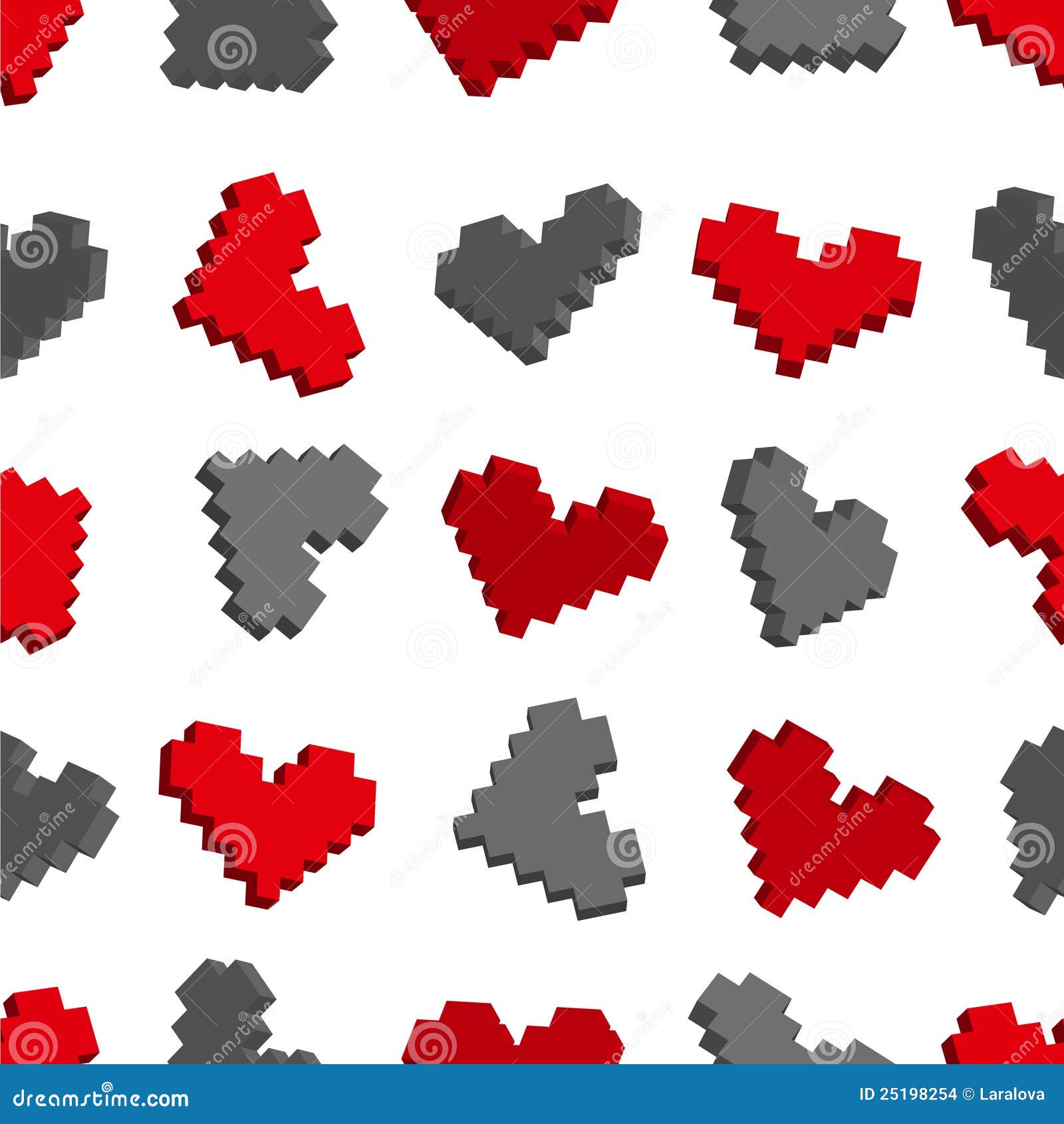 Pixel Hearts Seamless Background Pattern Stock Vector - Illustration of ...