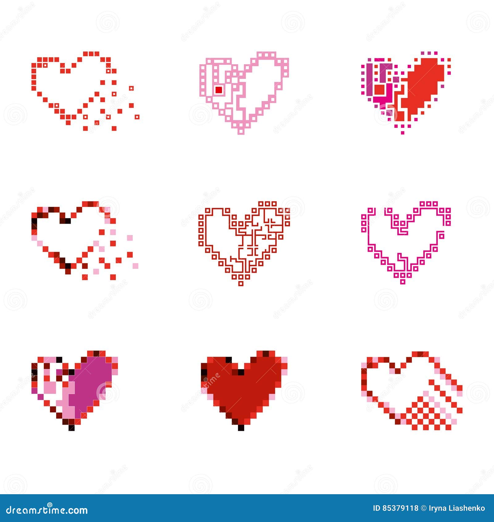 Set Pixel Hearts For Game, Tic Tac Toe, Board Of Checkers, Rubik Cube ...