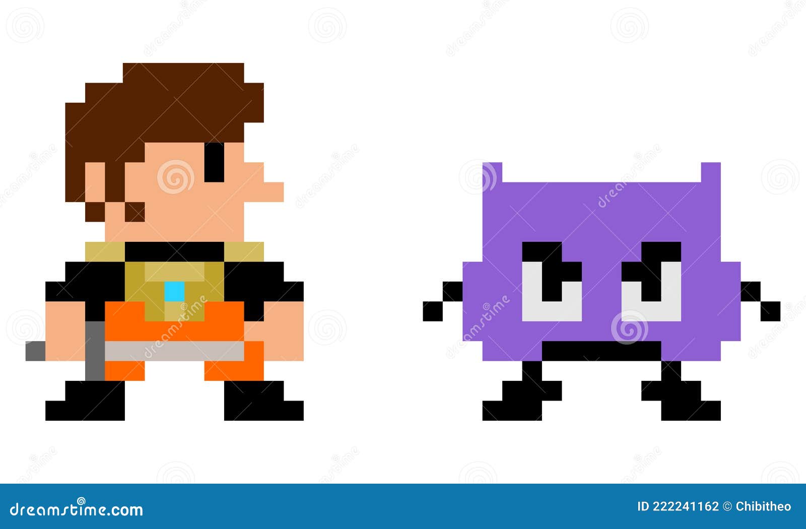 Pixel Art Enemy Warrior On A Horse Vector Illustration | CartoonDealer ...