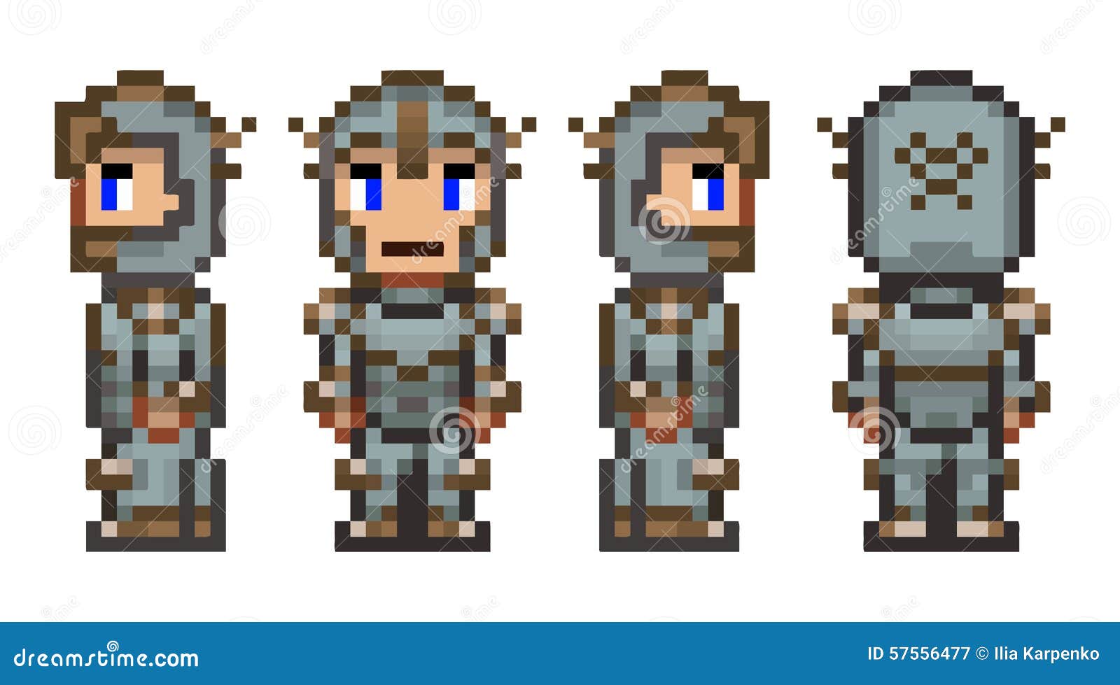 Pixel Hero With Sword: 2d Game Art Illustration In Caricature Style ...