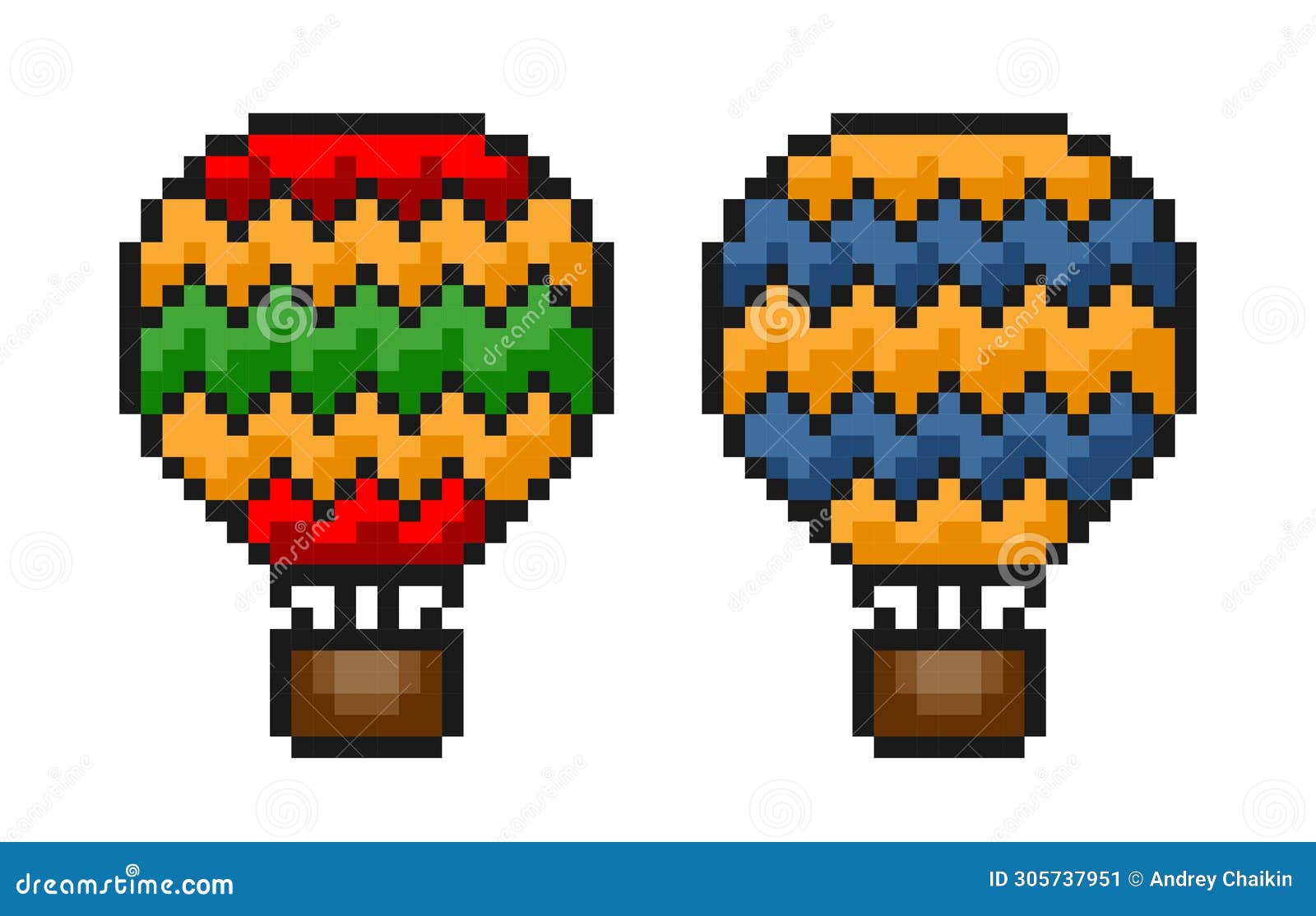 The pixel hot air balloon. stock illustration. Illustration of logo ...