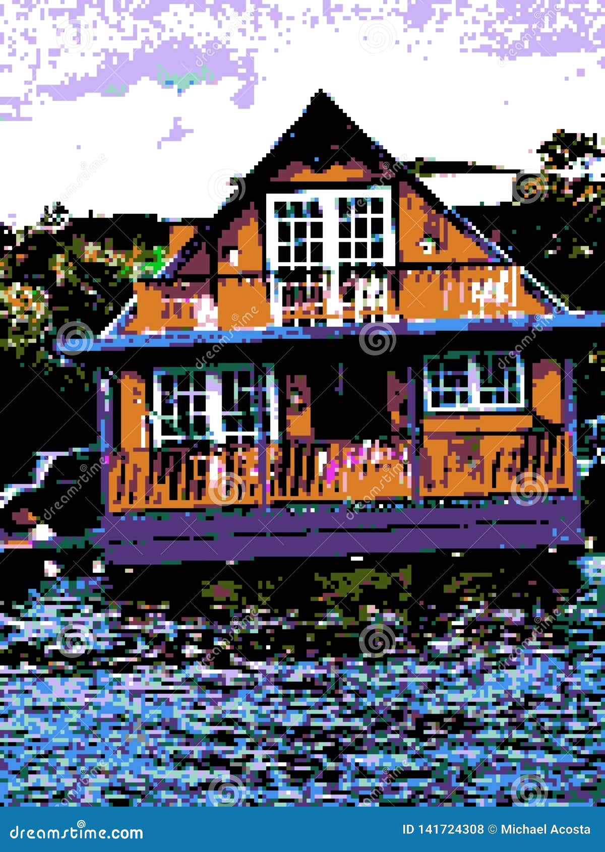 Pixel House 8-bit stock illustration. Illustration of 8bit - 141724308