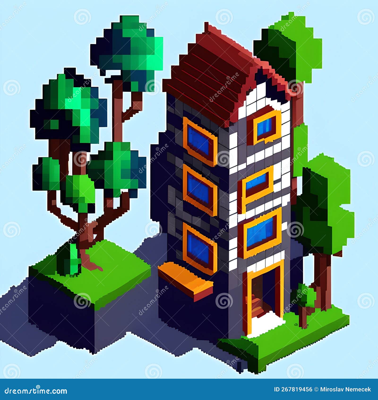 Pixel House, Generative AI Illustration Stock Illustration ...