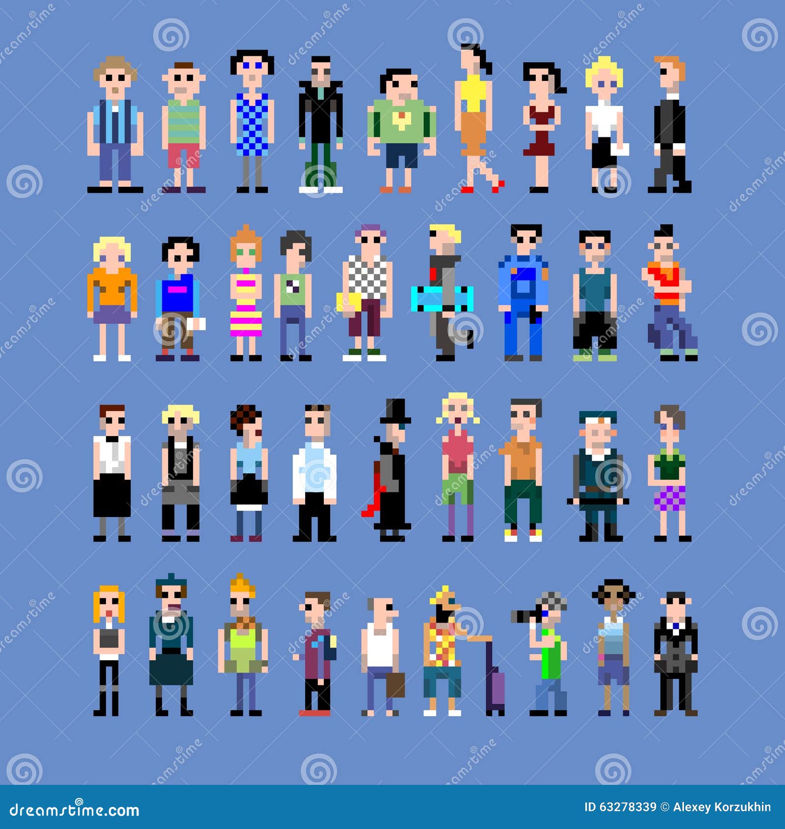 Pixel people stock vector. Illustration of secretary - 63278339