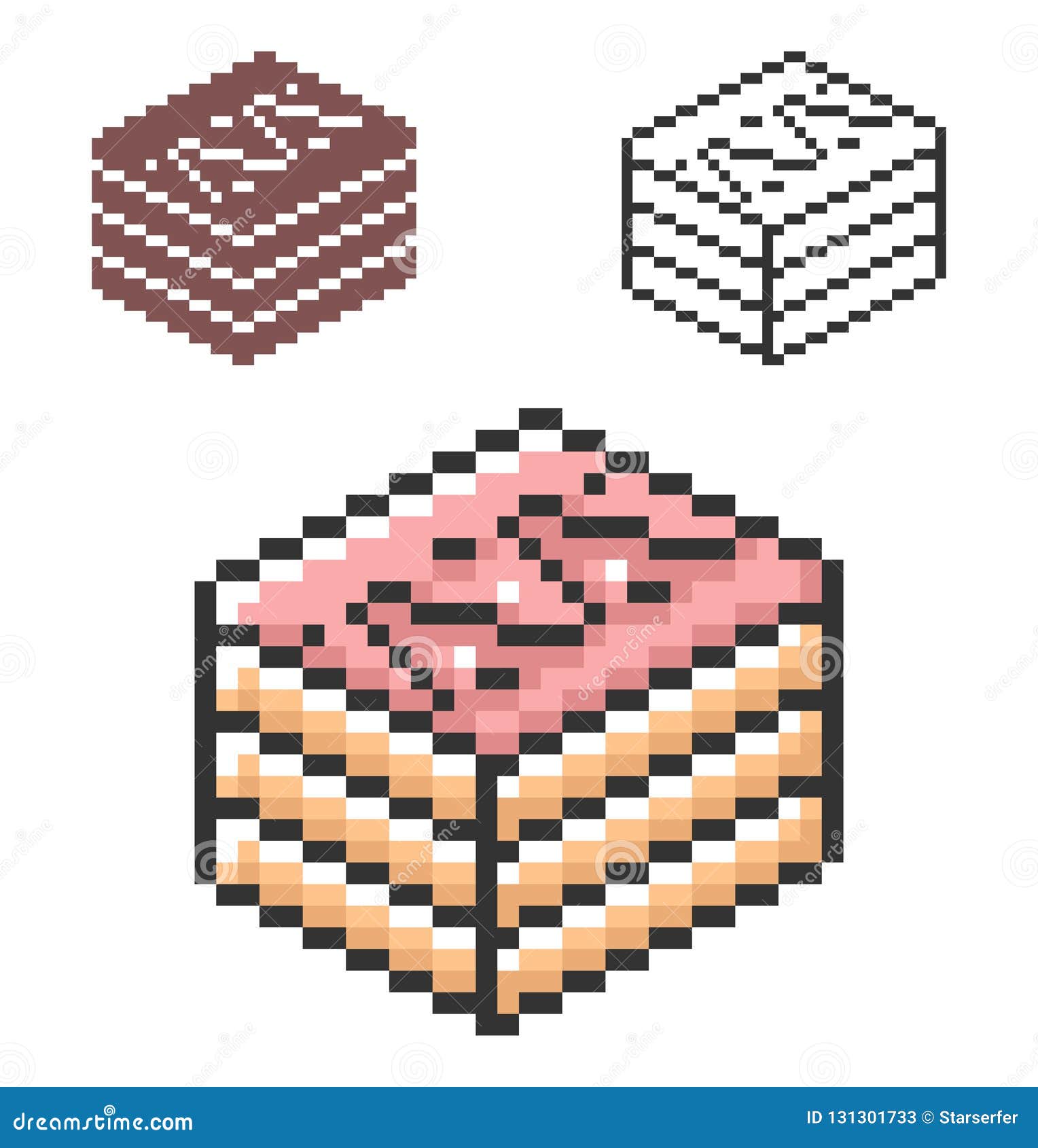 Pixel Icon of Cake in Three Variants Stock Vector - Illustration of ...