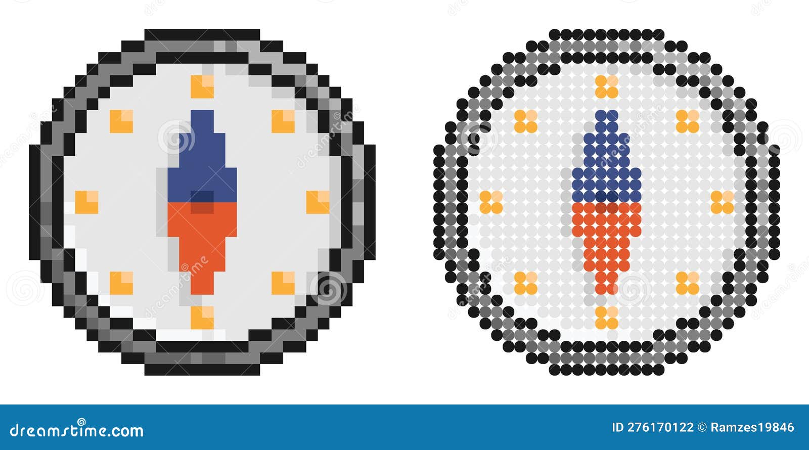 Pixel Icon. Compass with Arrow and Scale. Travel, Device for ...