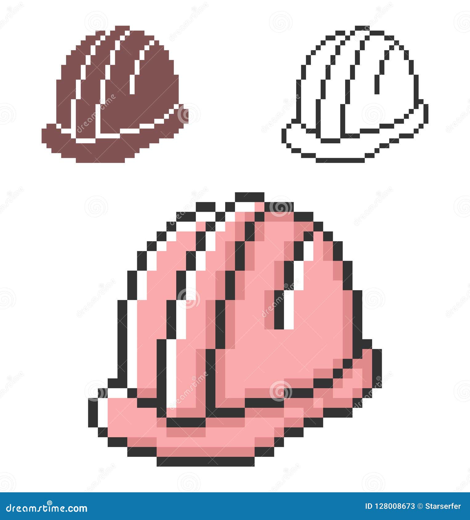Pixel Icon Of Construction Safety Helmet In Three Variants Cartoon ...