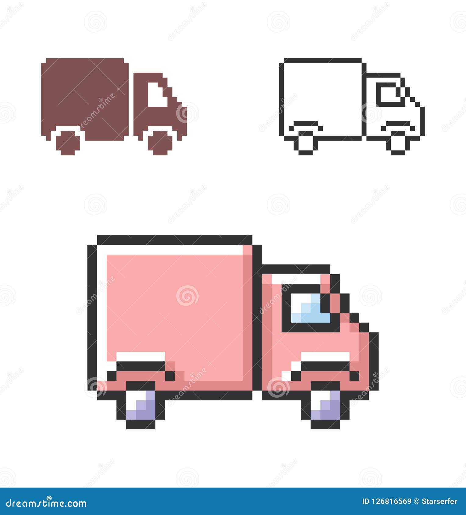 Pixel Icon of Delivery Car in Three Variants Stock Vector ...