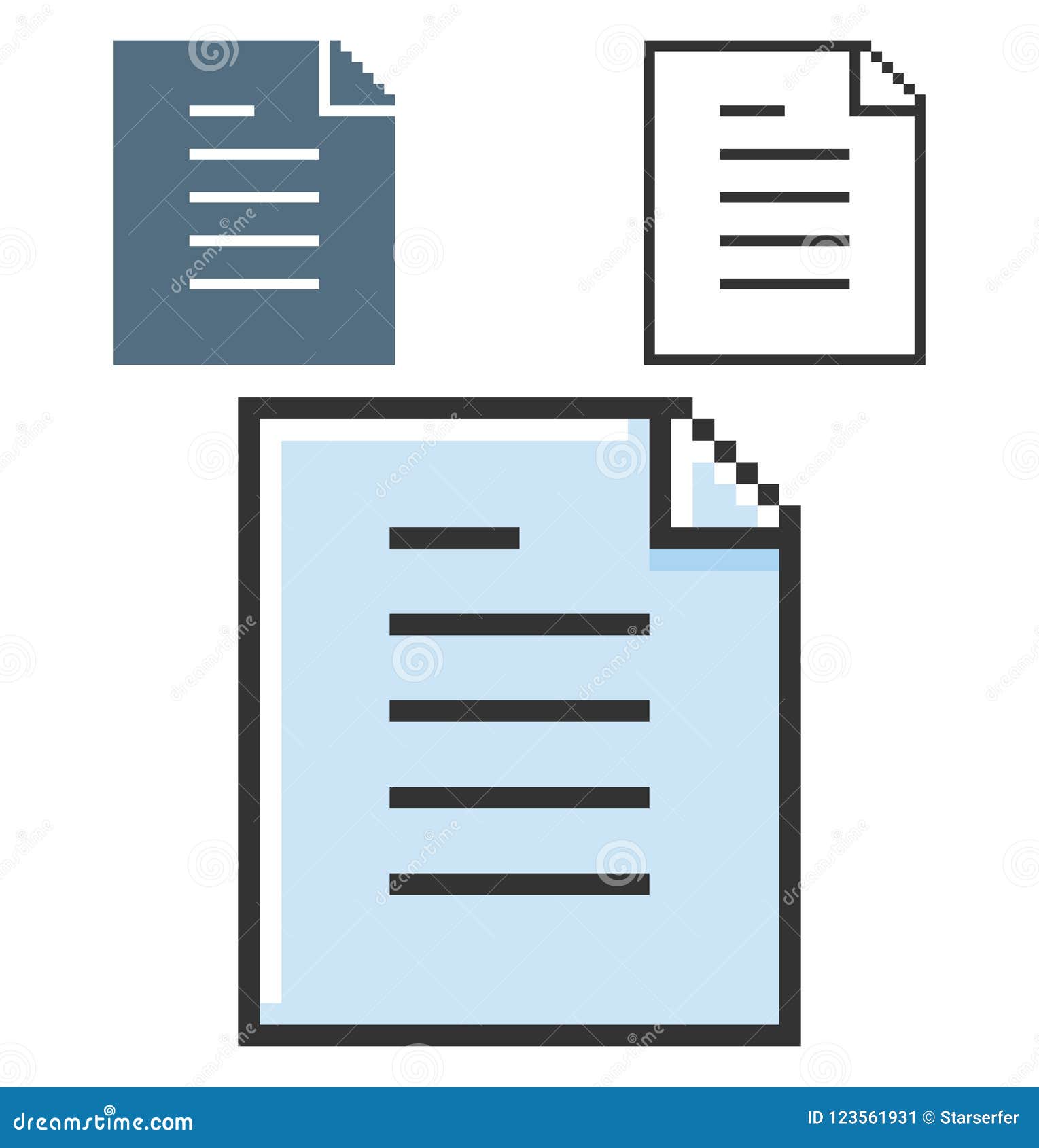 Pixel icon of document stock vector. Illustration of style - 123561931