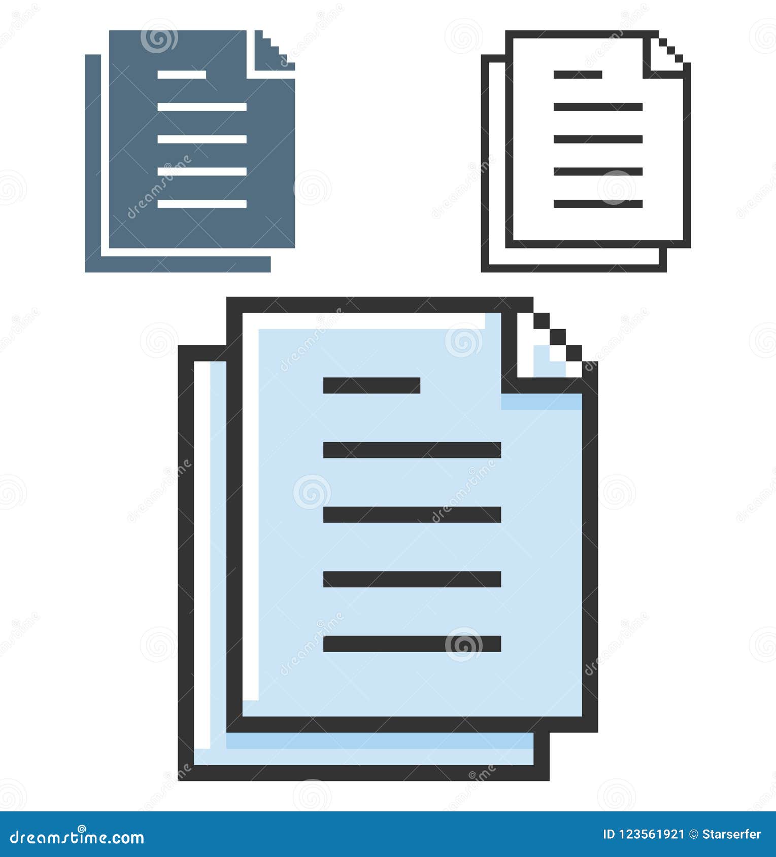 Pixel Icon of Documents Stack Stock Vector - Illustration of ...