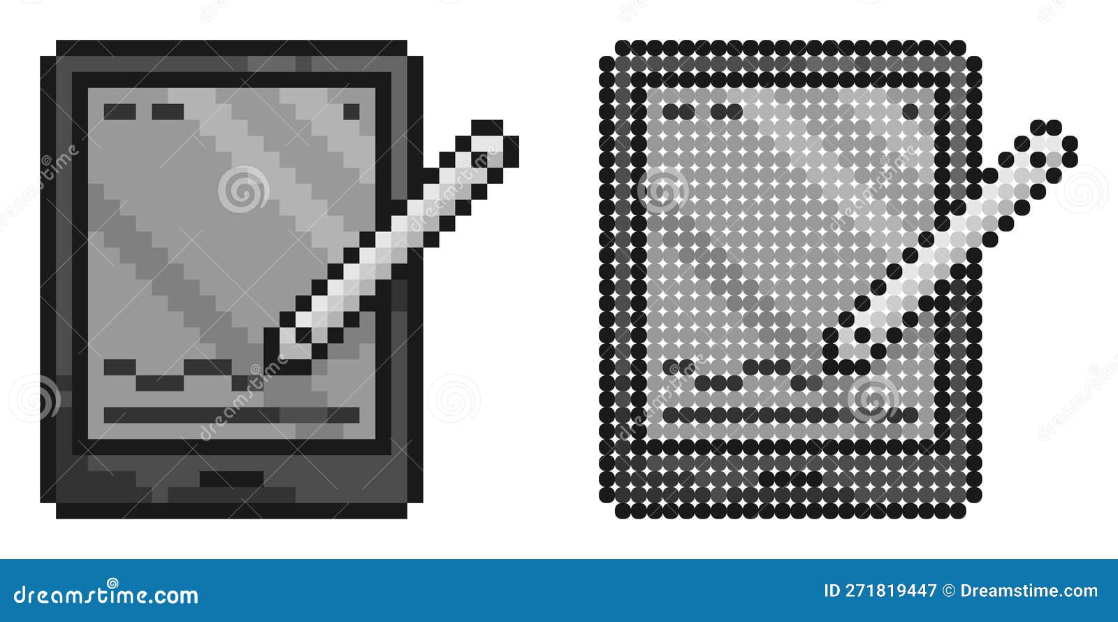 Pixel Icon. Electronic Pen Digitally Signs Tablet Screen. Using Digital ...