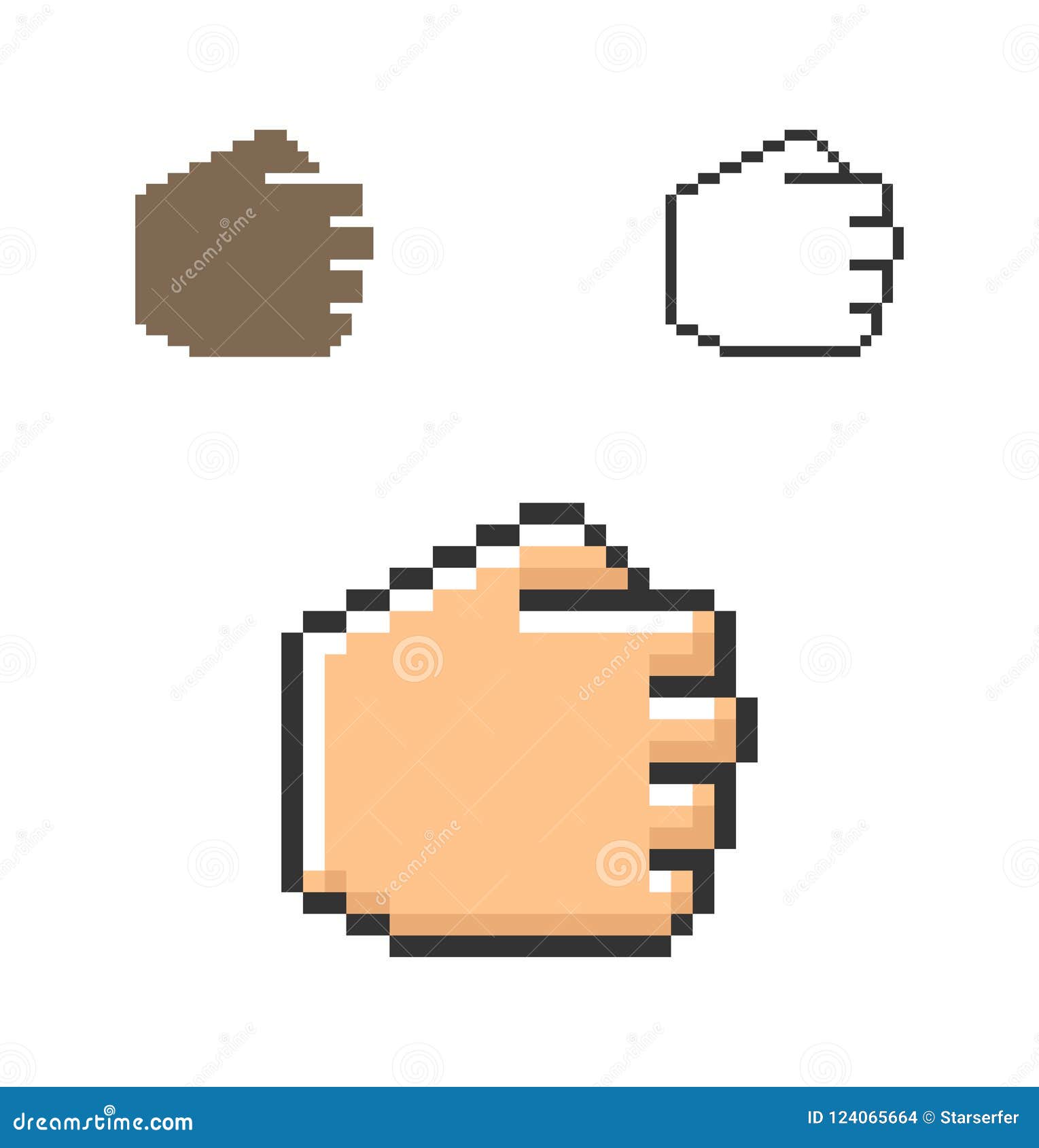 Pixel icon of fist stock vector. Illustration of pictogram - 124065664