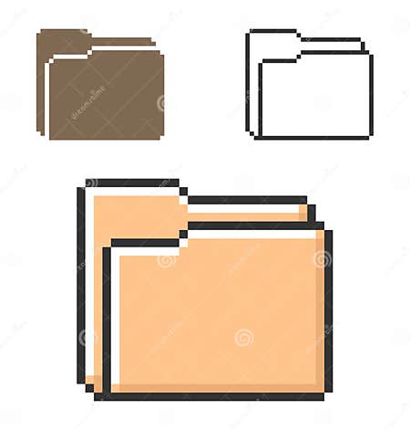 Pixel icon of folder stock vector. Illustration of file - 125629090