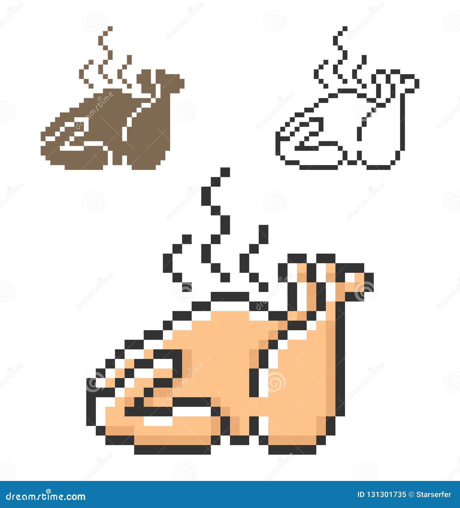 Pixel Icon Of Fried Chicken In Three Variants Cartoon Vector ...