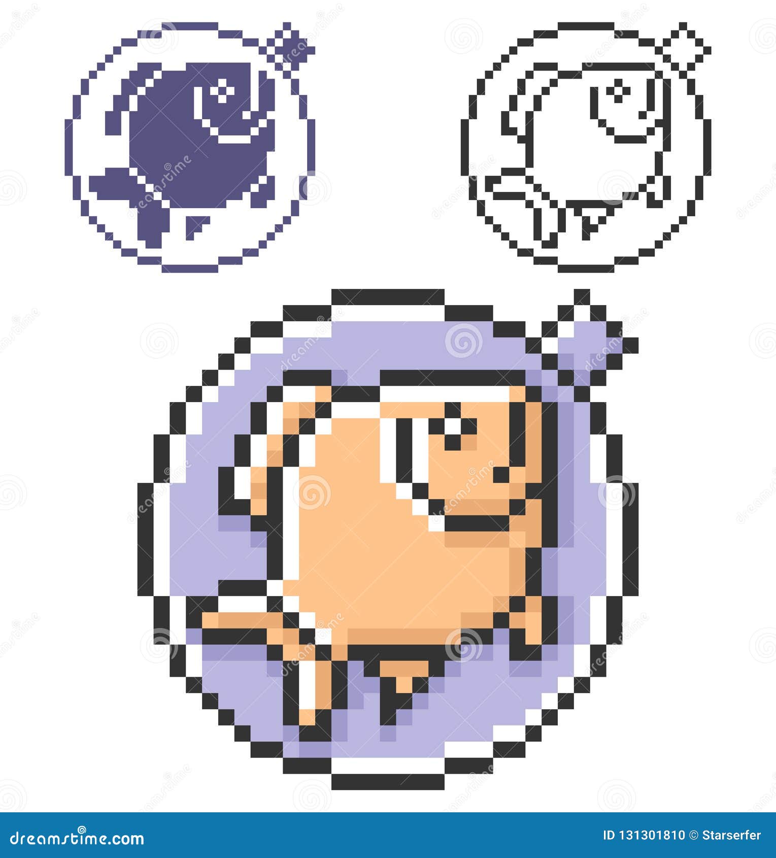 Pixel Icon of Fried Fish on a Pan in Three Variants Stock Vector ...