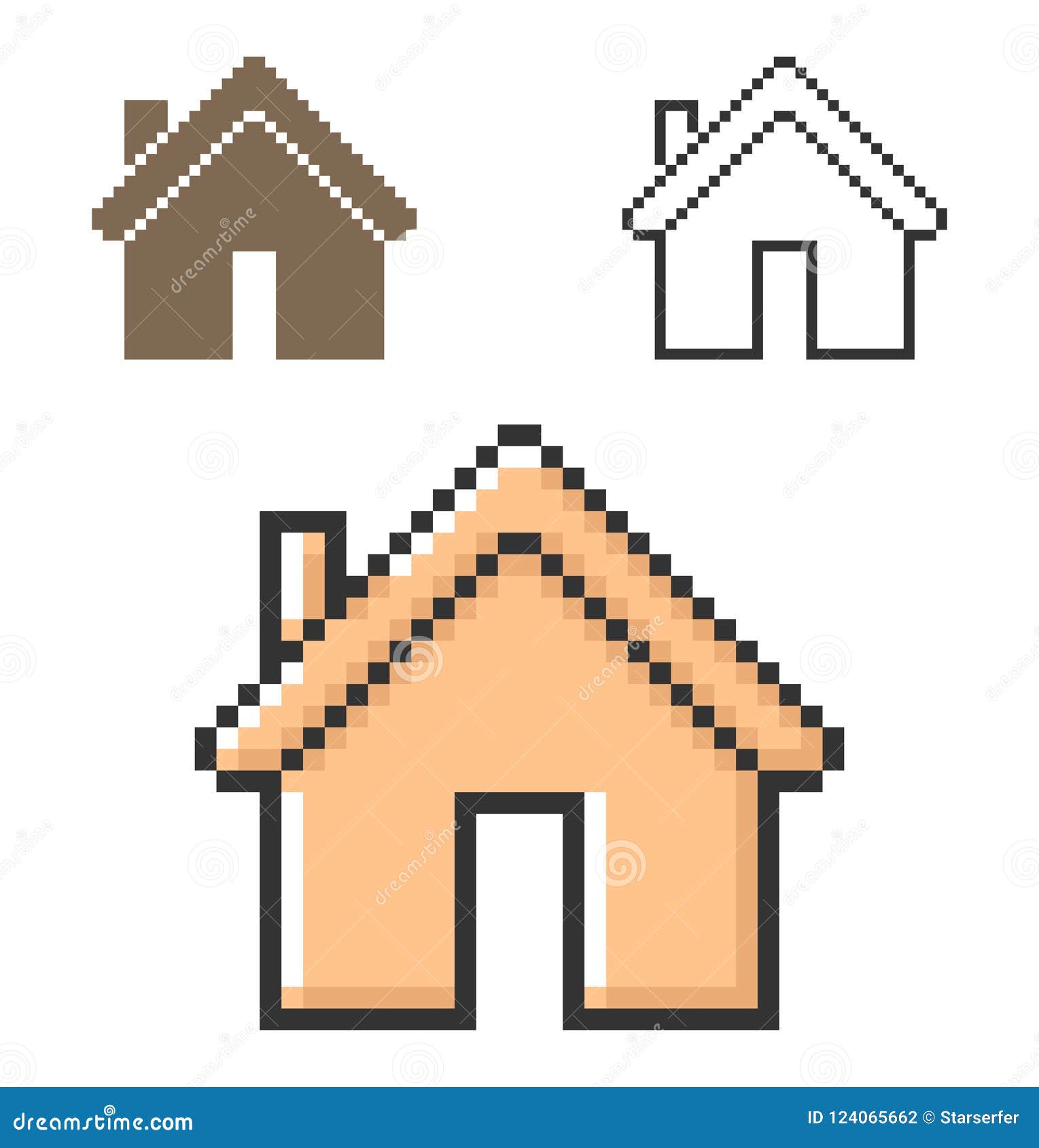 Pixel icon of home stock vector. Illustration of front - 124065662