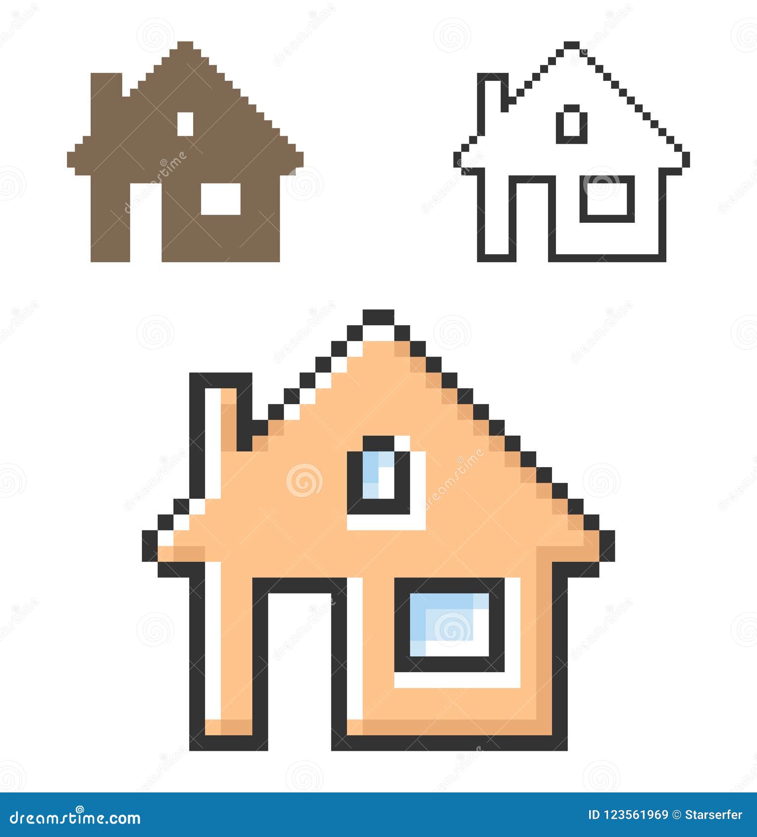 Pixel icon of home stock vector. Illustration of black - 123561969