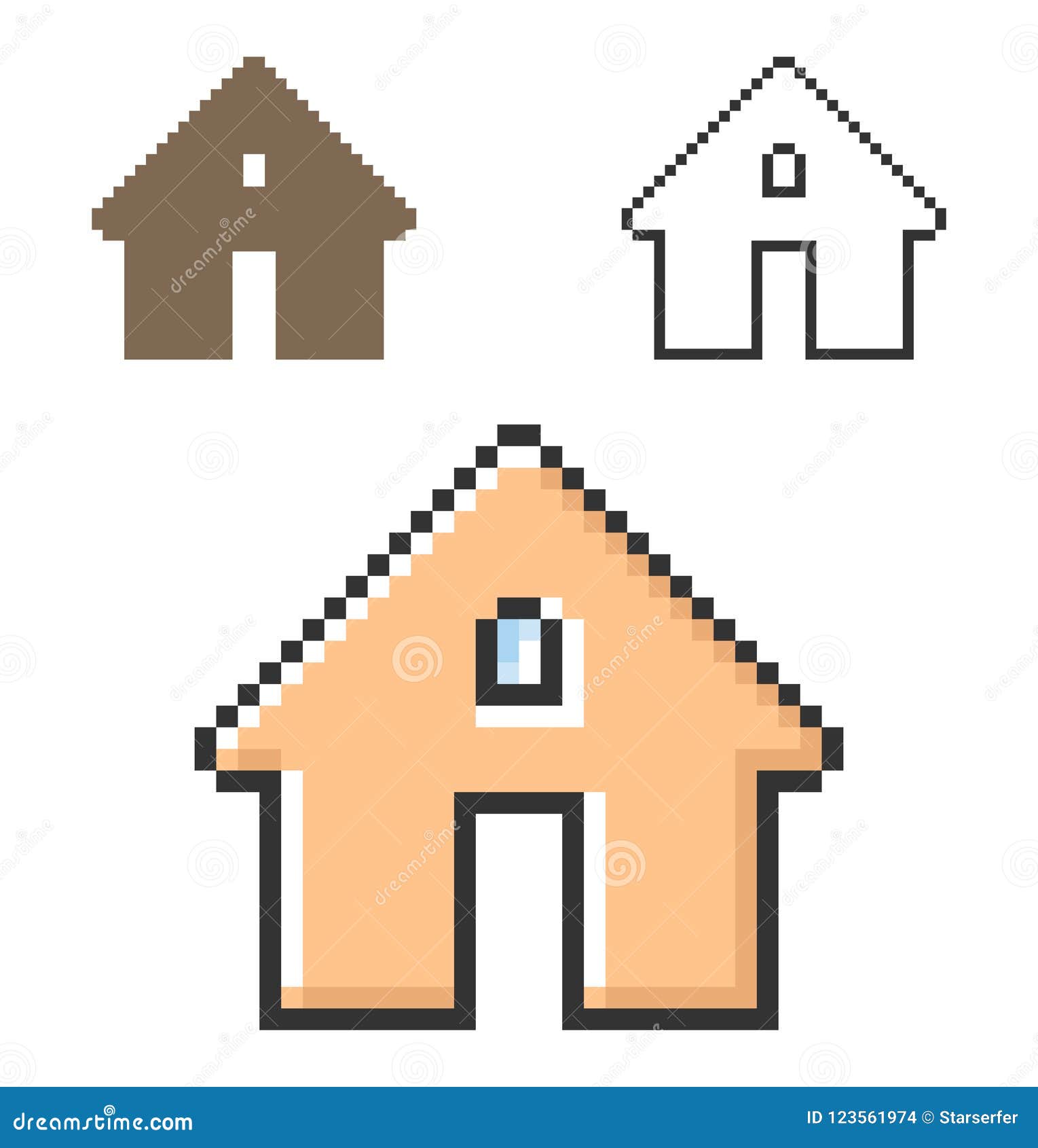 Pixel icon of home stock vector. Illustration of exterior - 123561974