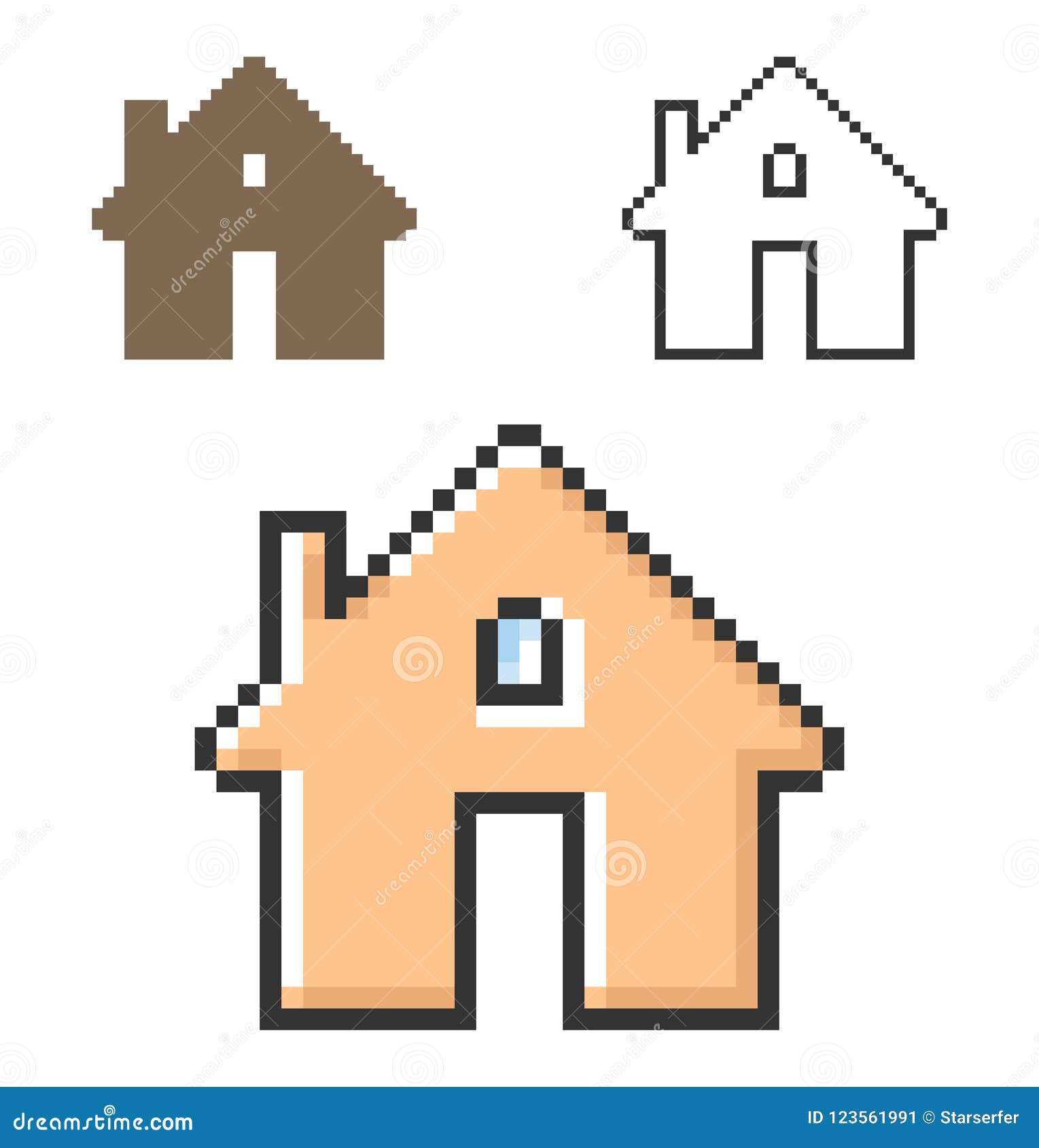 Pixel icon of home stock vector. Illustration of silhouette - 123561991