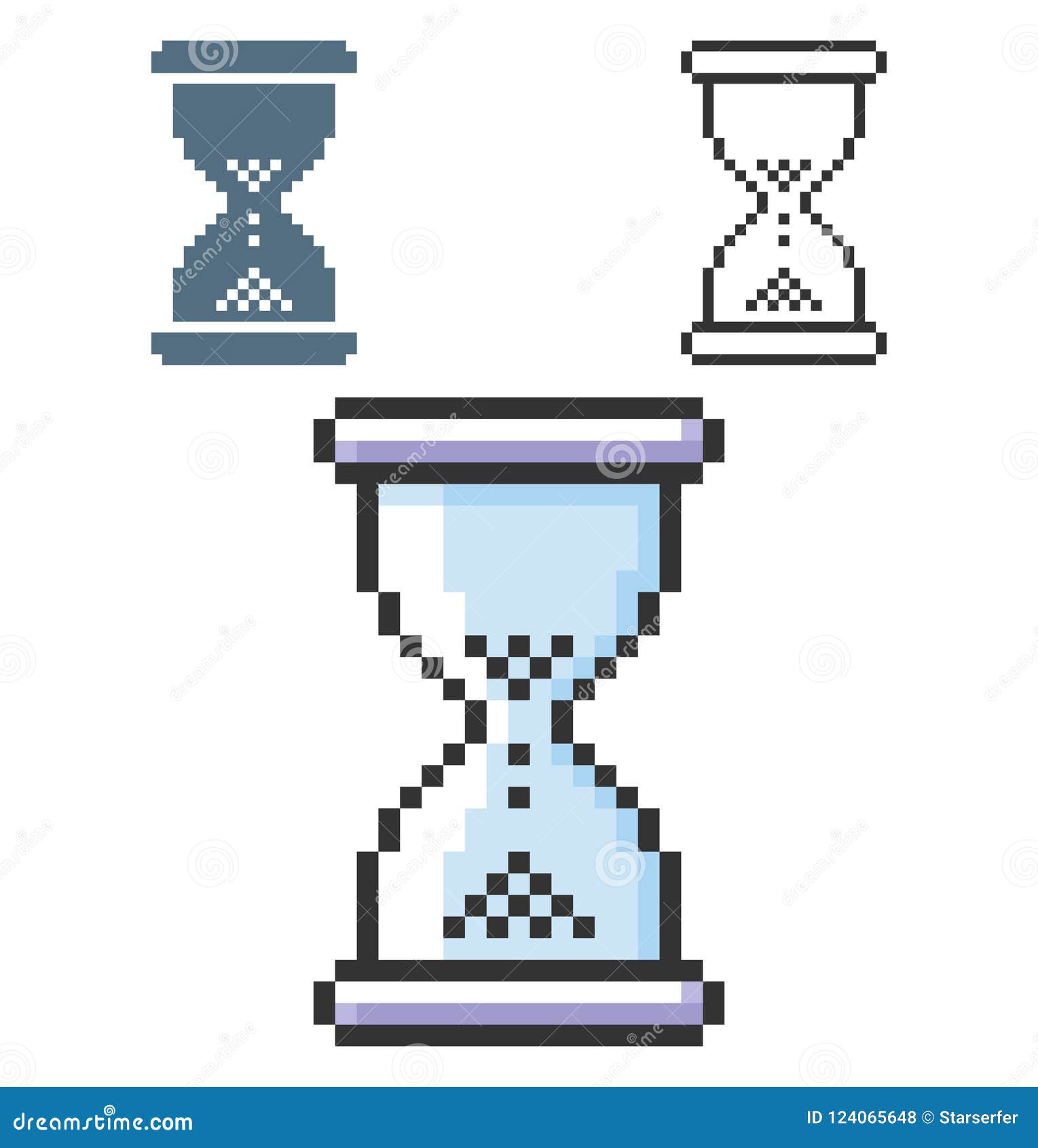 Pixel icon of hourglass stock vector. Illustration of three - 124065648