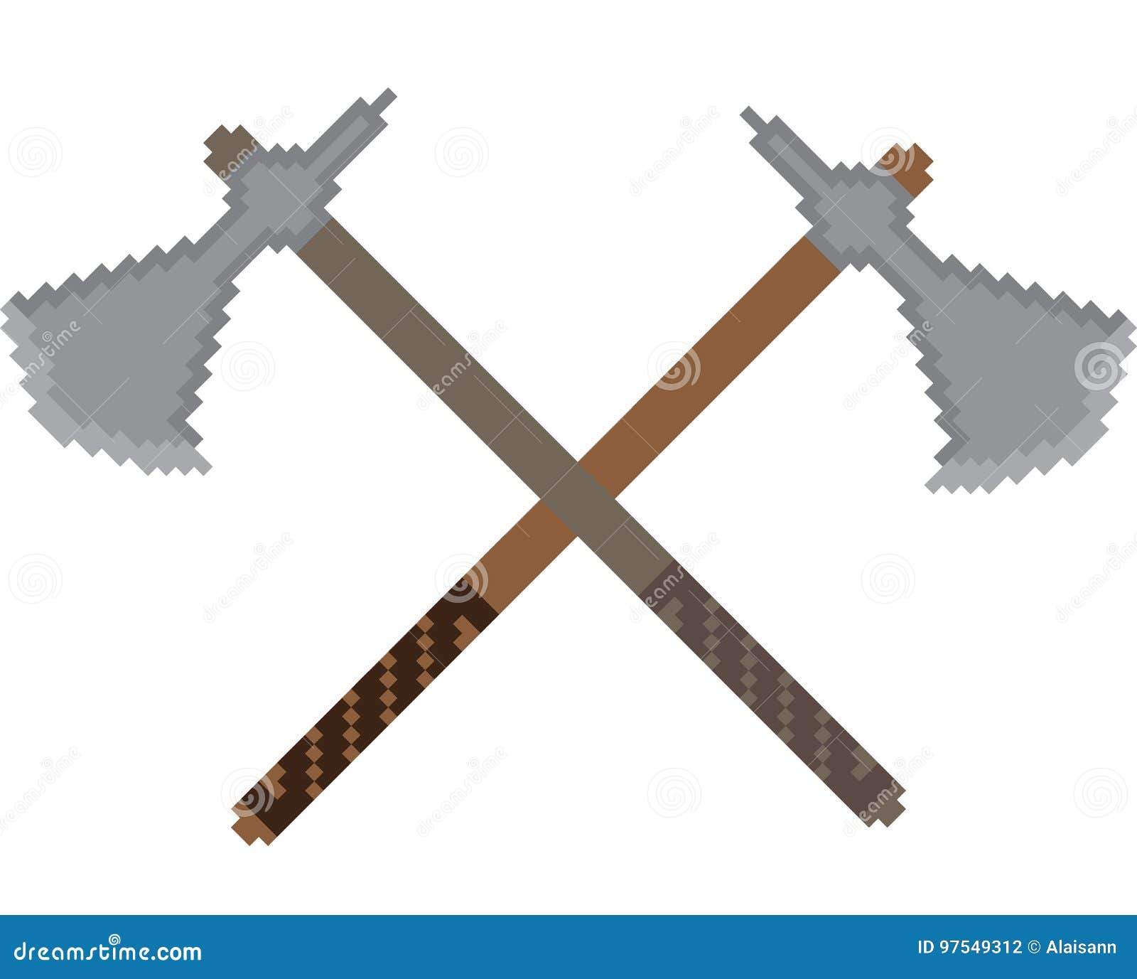 Pixel Icon with the Image of Crossed Battle Axes Stock Vector ...